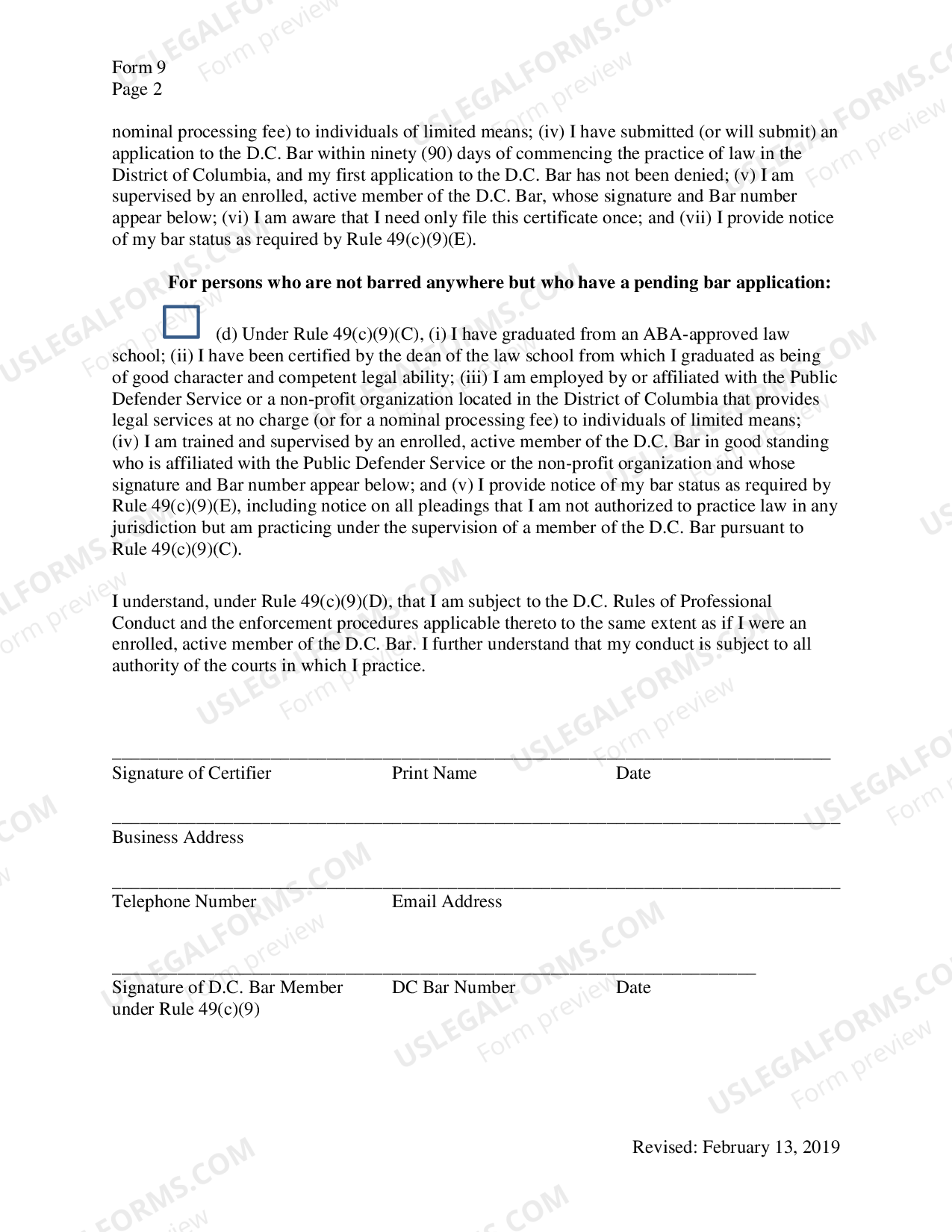 District of Columbia Certification of Practice Pro Bono Publico | US ...