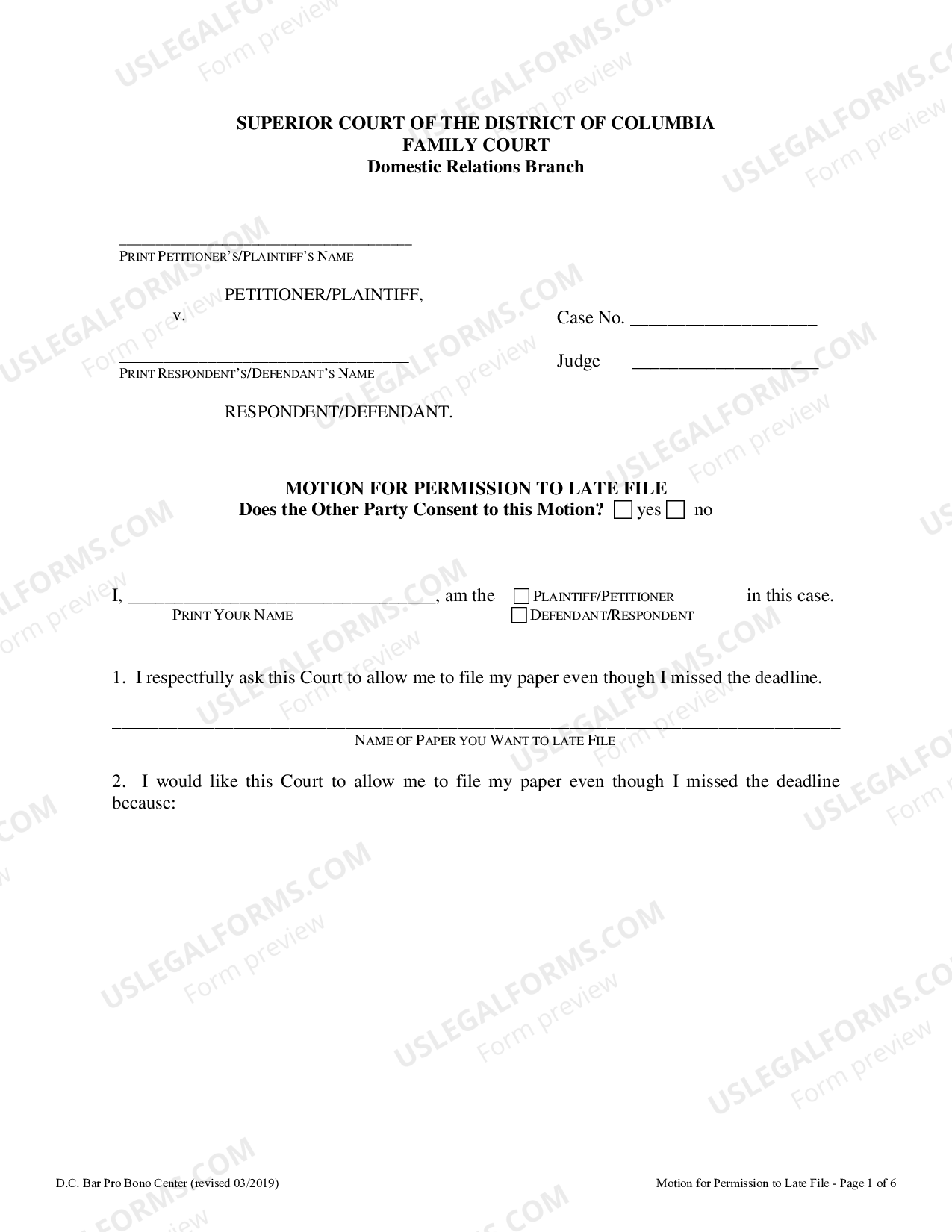 District of Columbia Motion for Permission to Late File - Dc Motion ...