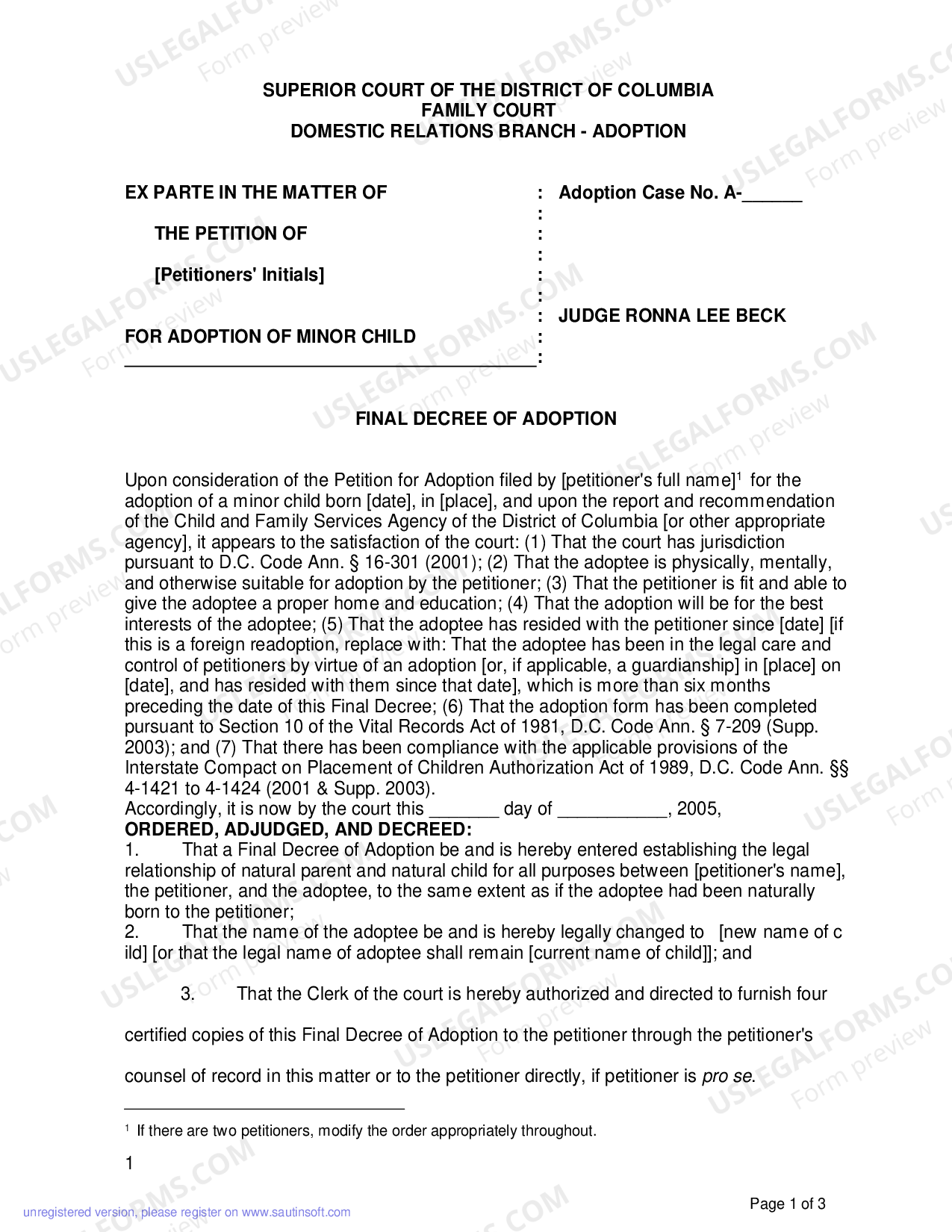 Final Decree Of Adoption With Child Example | US Legal Forms