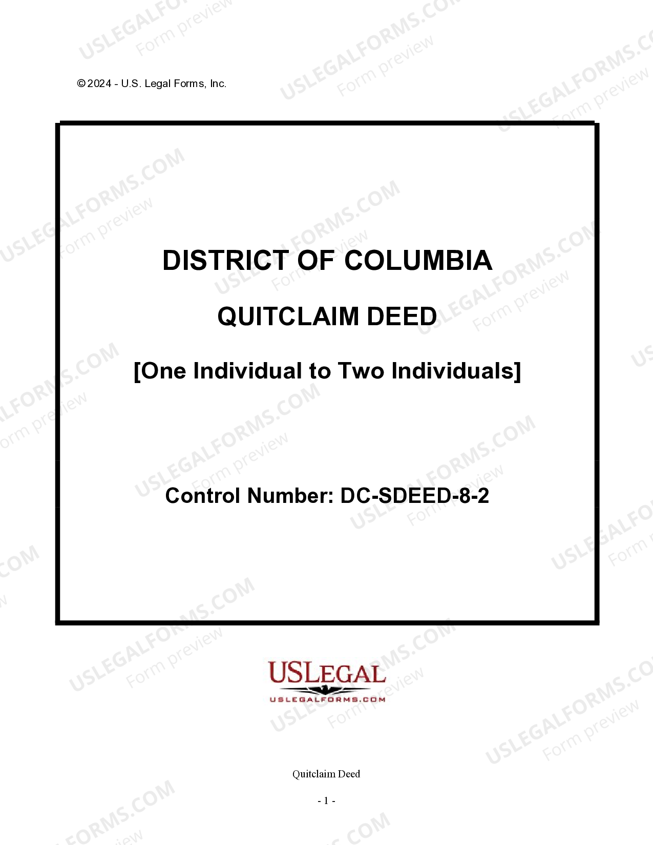 District of Columbia Quitclaim Deed - District Of Columbia Quick Claim ...
