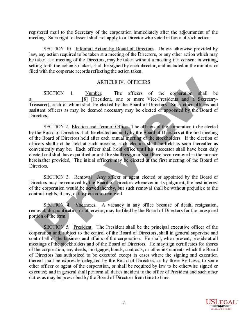 Delaware Bylaws For Corporation Delaware Corporation US Legal Forms