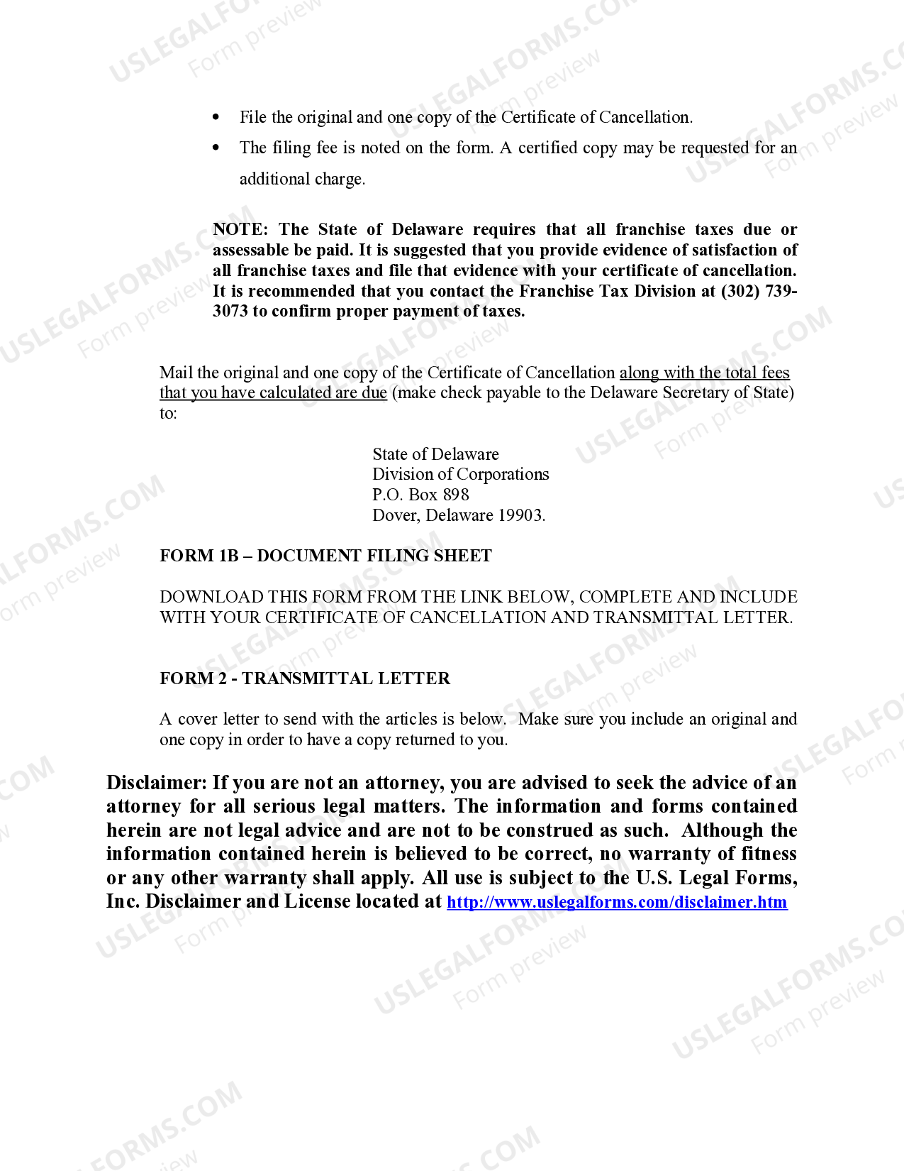 Delaware Dissolution Package to Dissolve Limited Liability Company LLC ...