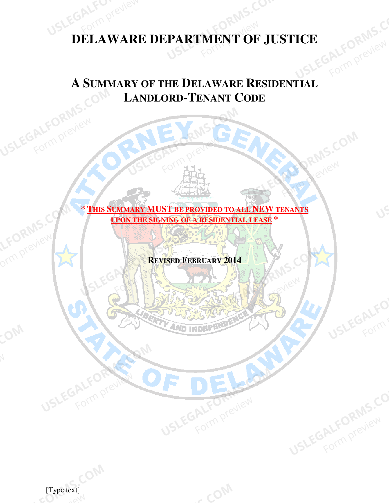 Delaware Landlord and Tenant Summary Possession (Eviction) Booklet ...