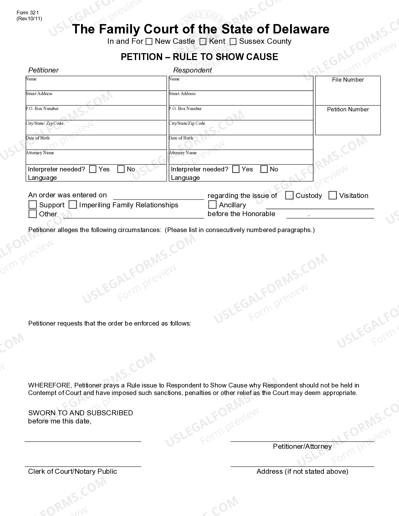 Delaware Petition - Rule to Show Cause - Rule To Show Cause Delaware ...