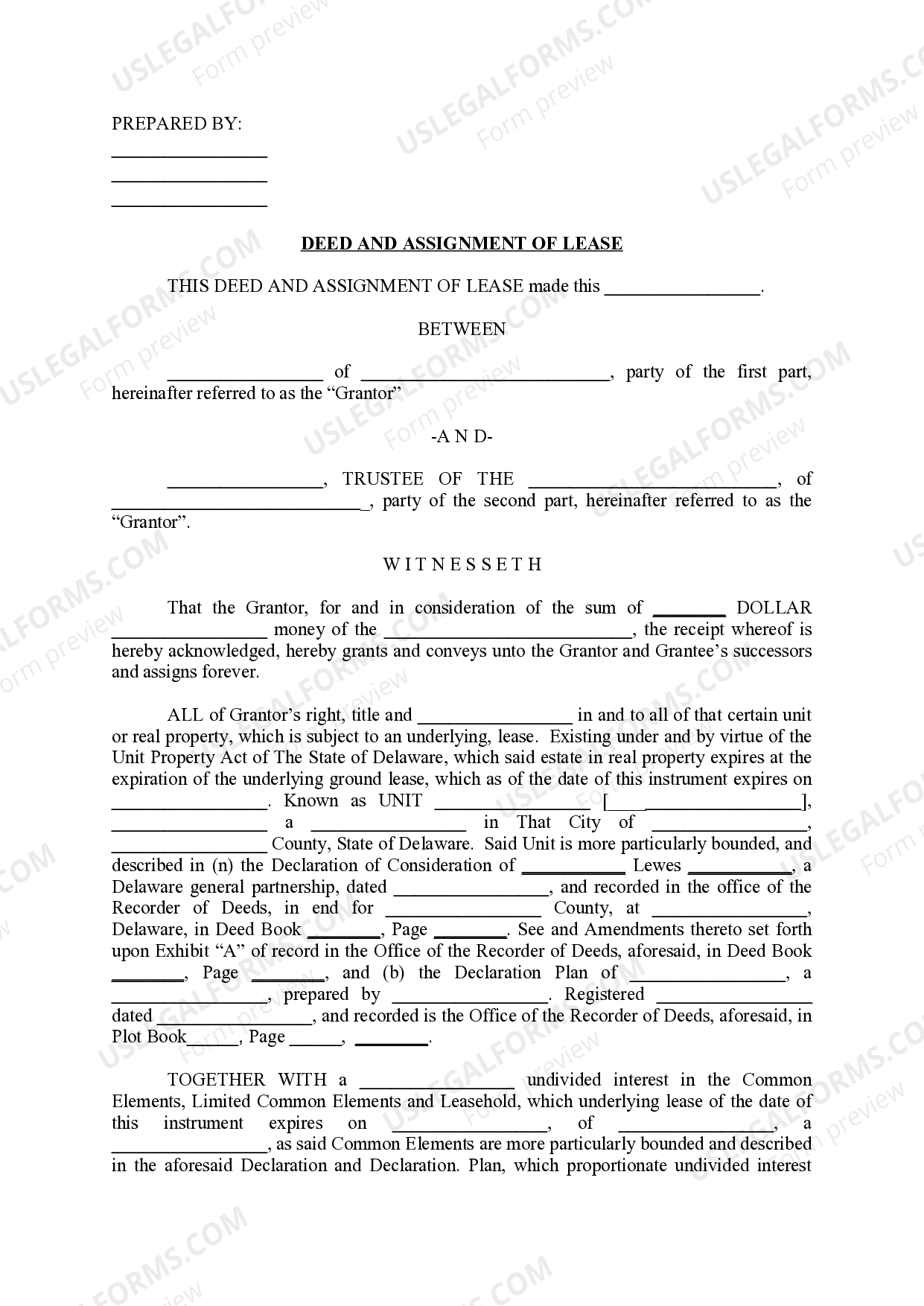 Delaware Deed and Assignment of Lease | US Legal Forms