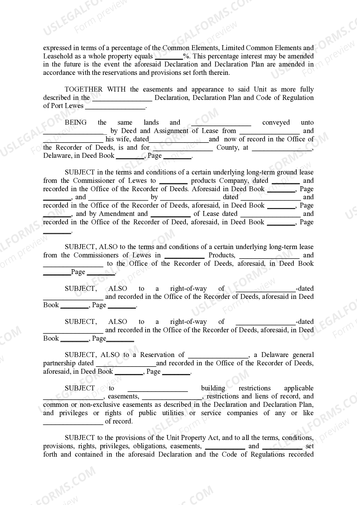 Delaware Deed and Assignment of Lease | US Legal Forms