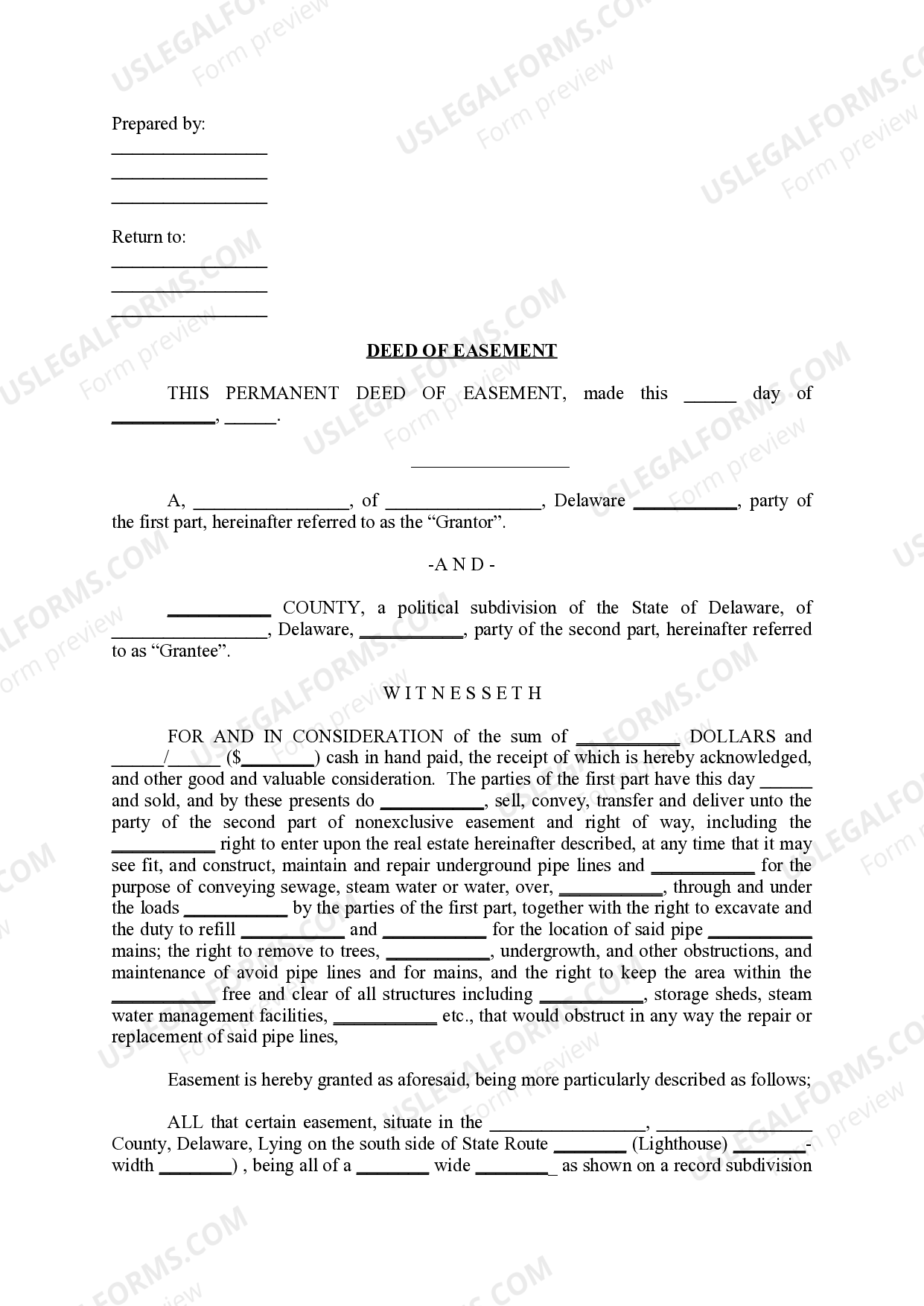 Delaware Deed of Easement | US Legal Forms