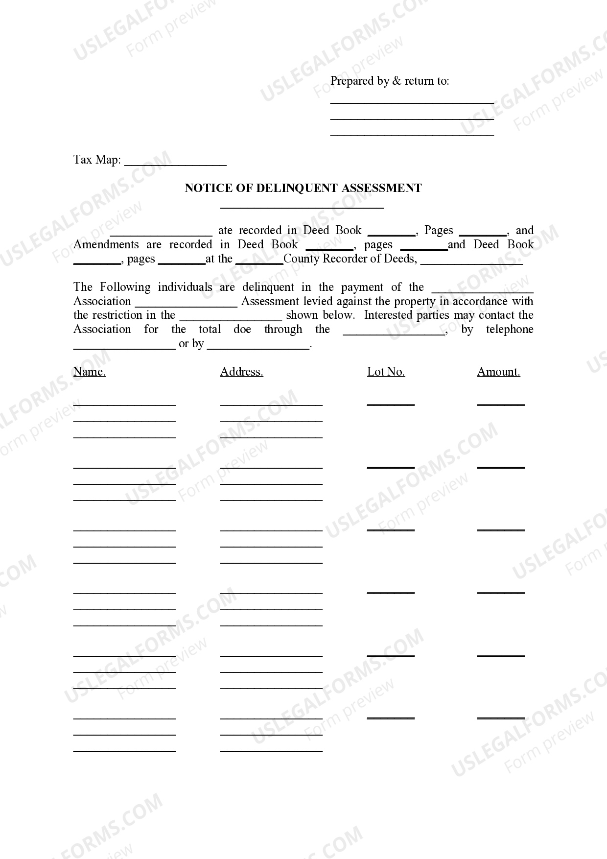 Delaware Notice of Delinquent Assessment | US Legal Forms