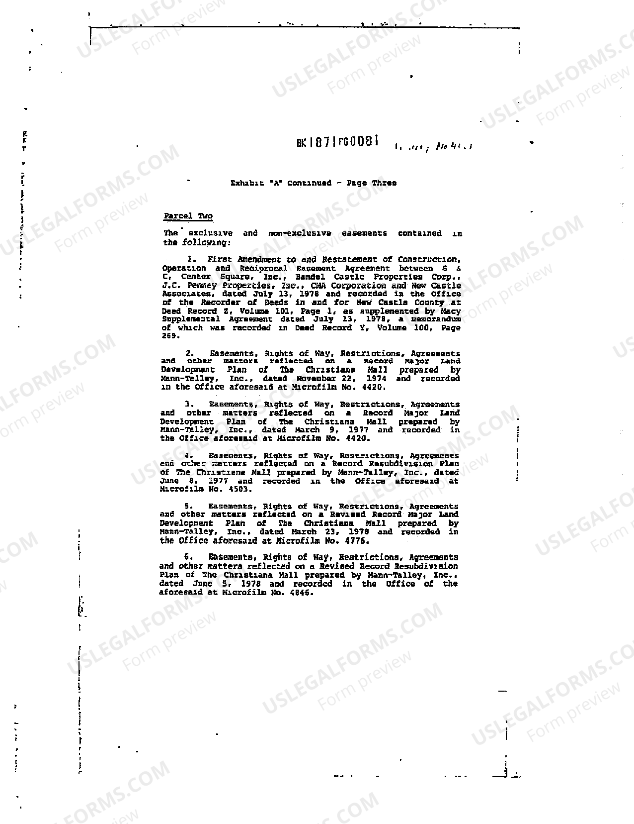 Delaware Short Form Memorandum of Lease regarding Department Store ...