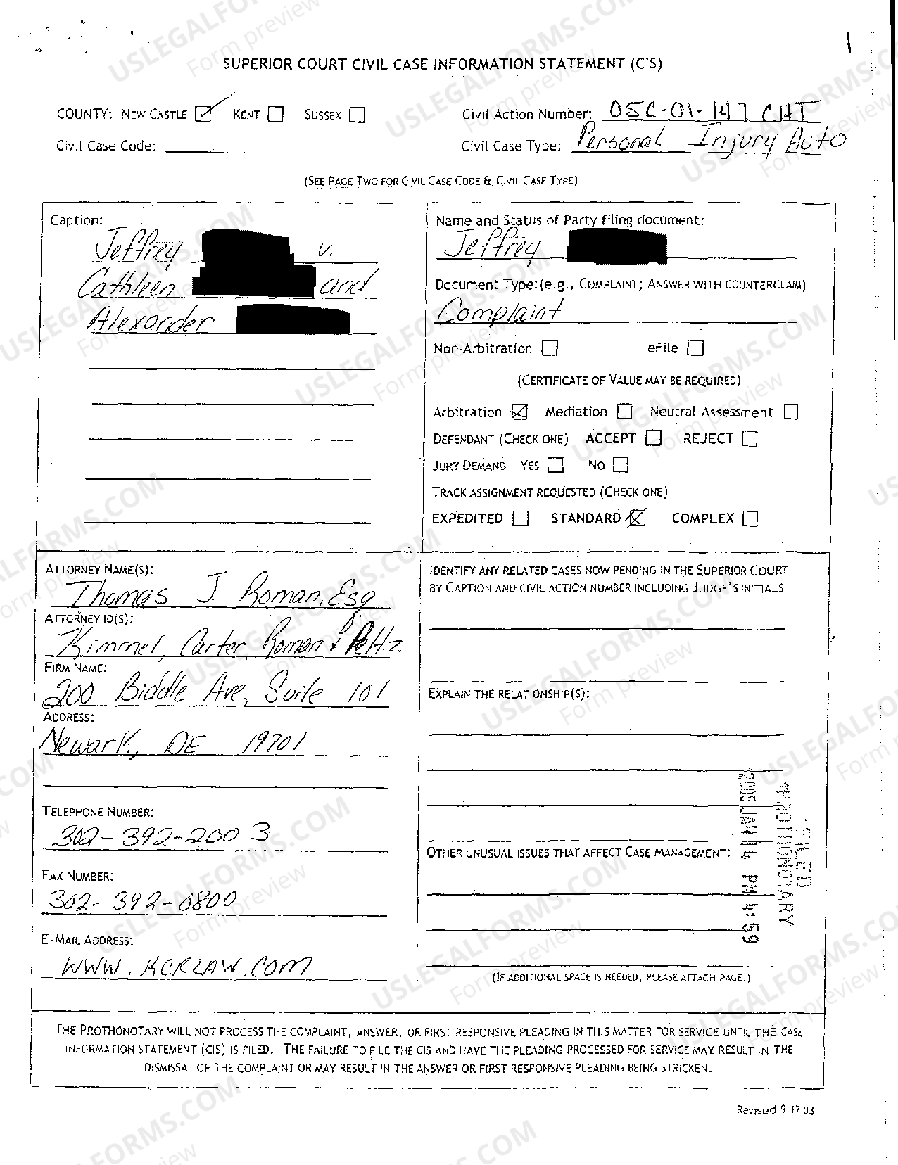 Delaware Complaint involving allegations of speed and not stopping for ...