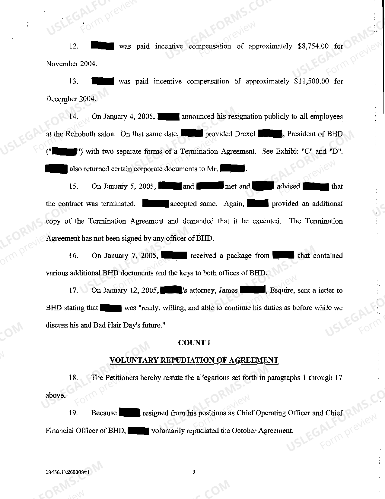 Delaware Petition for Declaratory Judgment regarding Employment ...