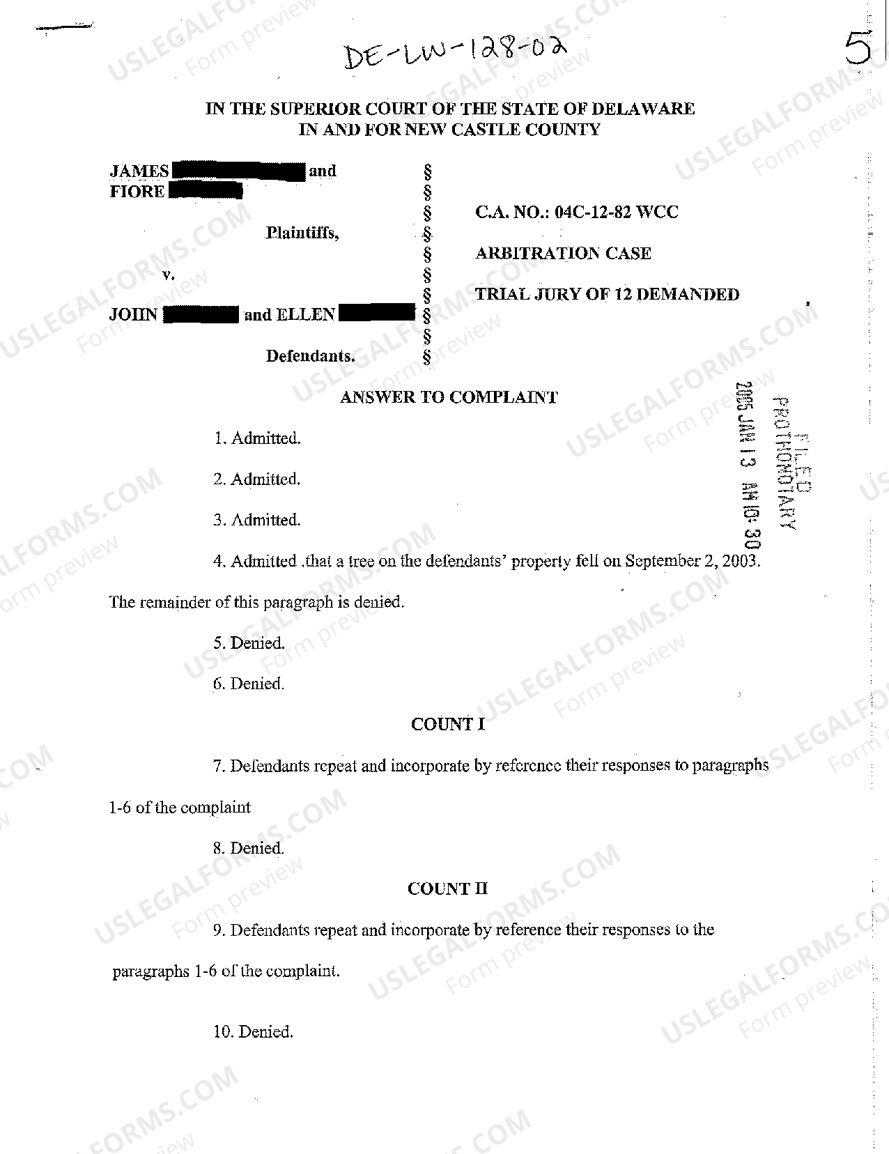 Delaware Answer to Complaint | US Legal Forms