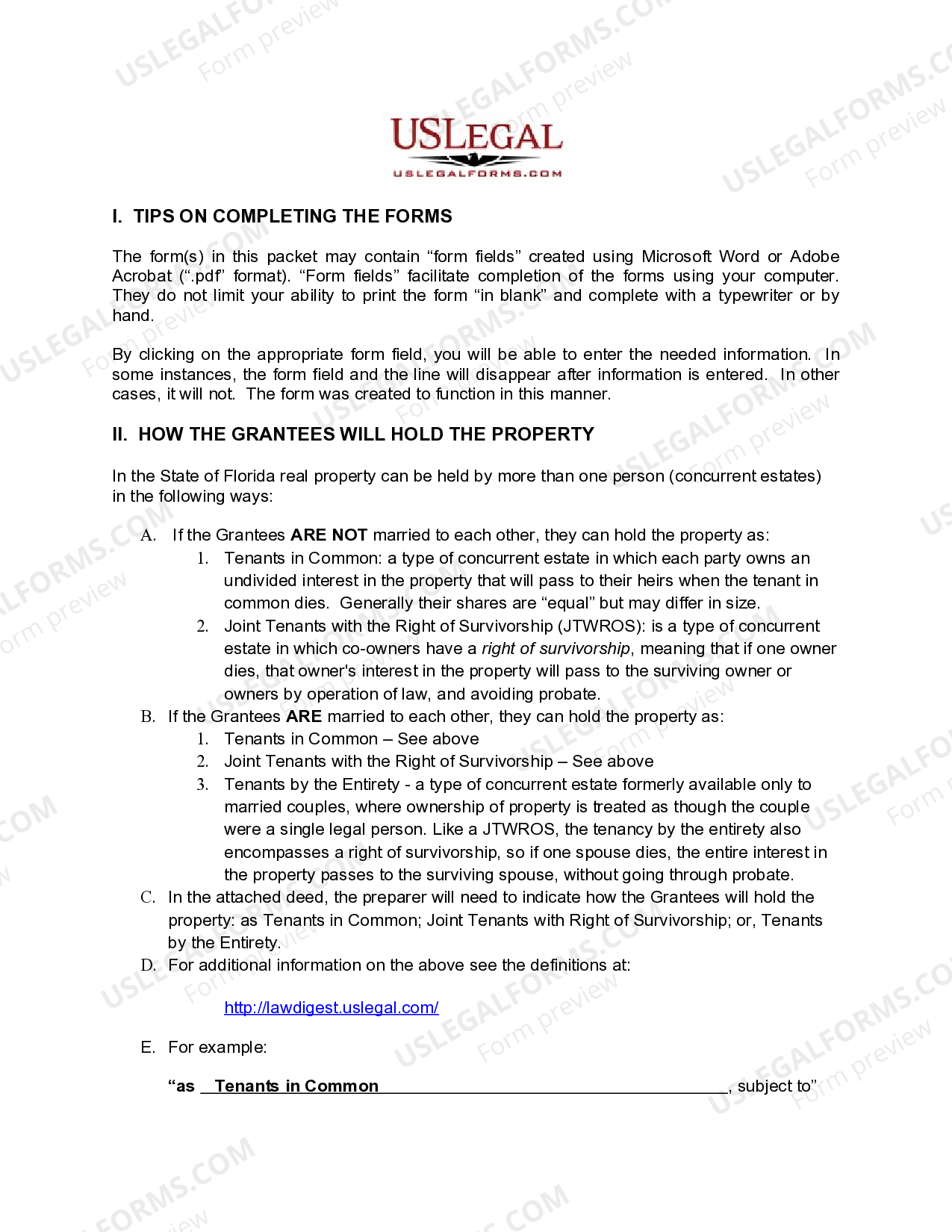 Florida Enhanced Life Estate or Lady Bird Deed - Legal Life Estate | US ...