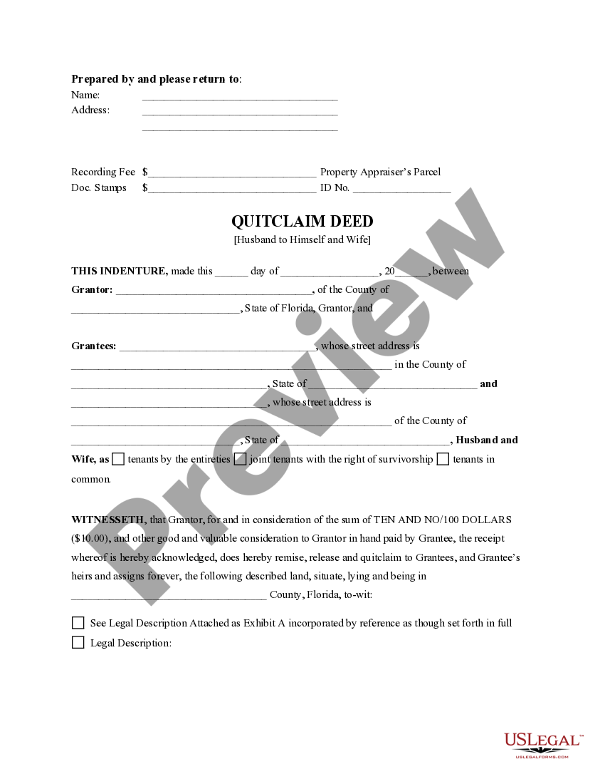 Examples Of Completed Florida Quit Claim Deed Forms US Legal Forms