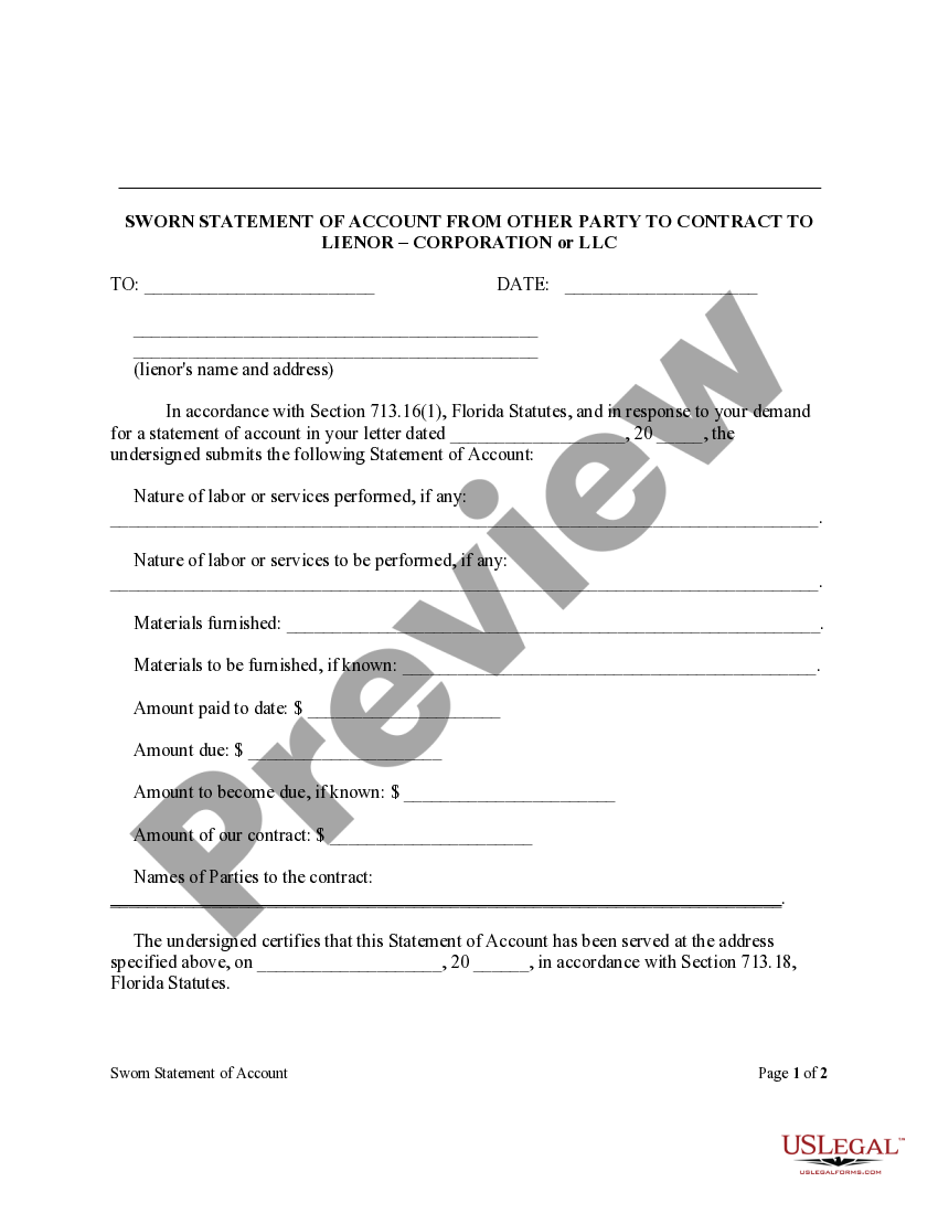 Jacksonville Florida Sworn Statement Of Account From Other Party To jacksonville-florida-sworn-statement-of-account-from-other-party-to
