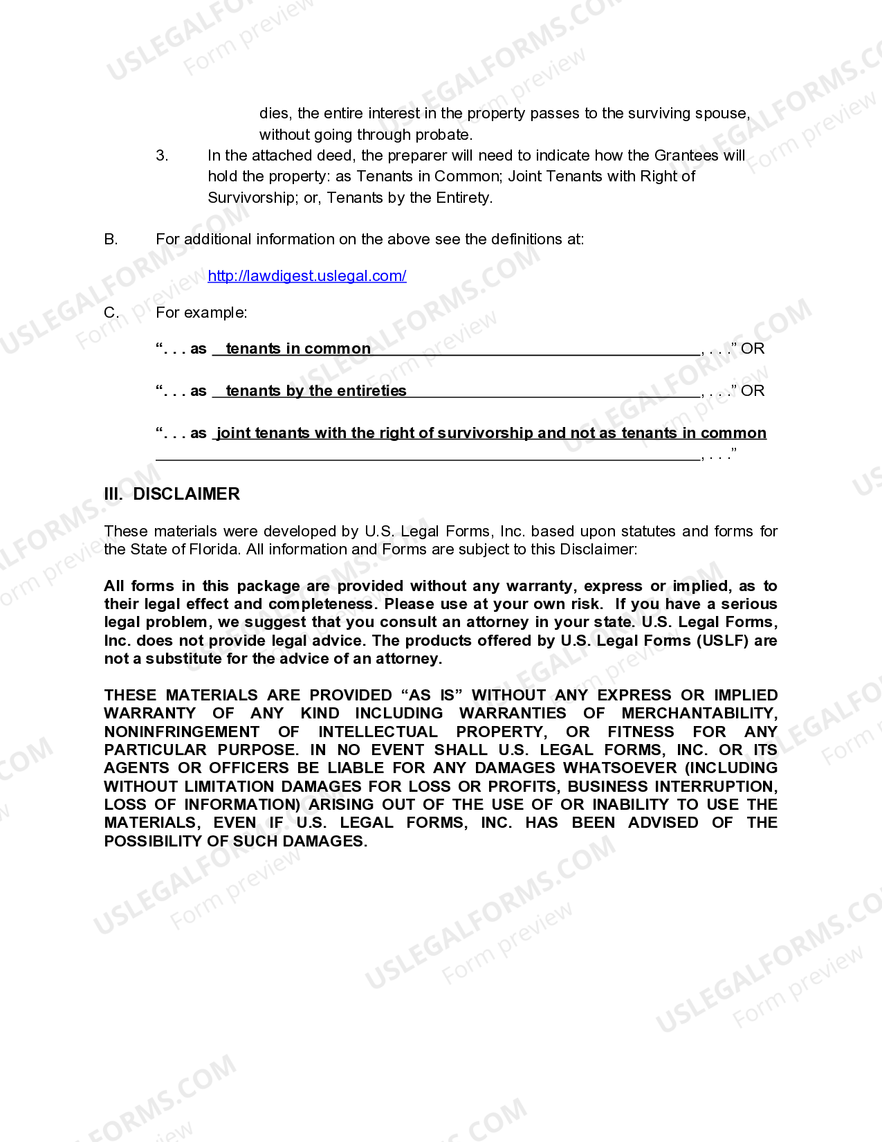 Florida Warranty Deed Individual, d.b.a - Fl Husband Wife | US Legal Forms