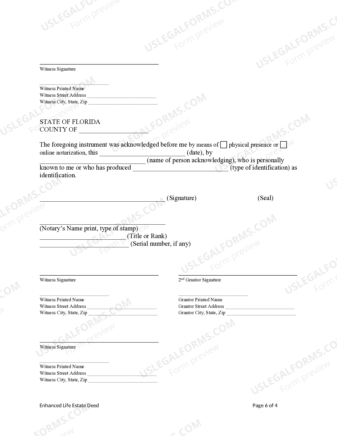 Florida Enhanced Life Estate or Lady Bird Deed - Enhanced Life Estate ...