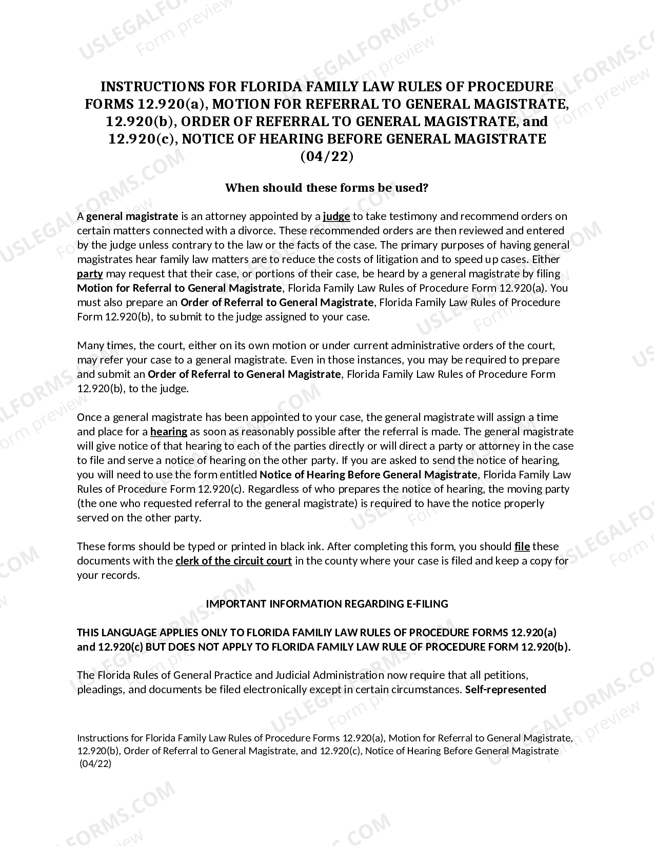 Florida Motion for Referral to General Magistrate - Order of Referral ...