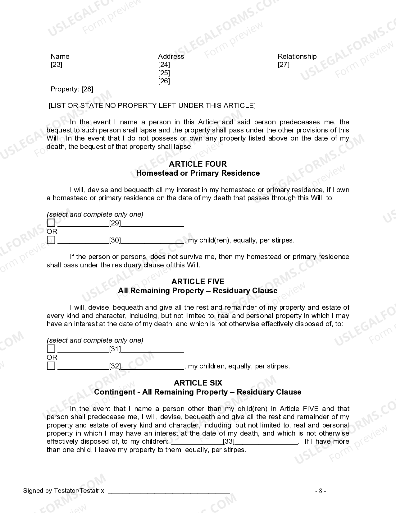 Florida Mutual Wills Package of Last Wills and Testaments for Unmarried ...