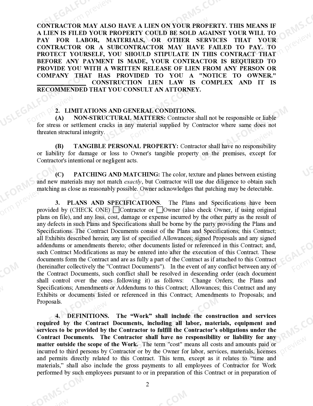 Florida Residential Rebuilding Construction Contract | US Legal Forms