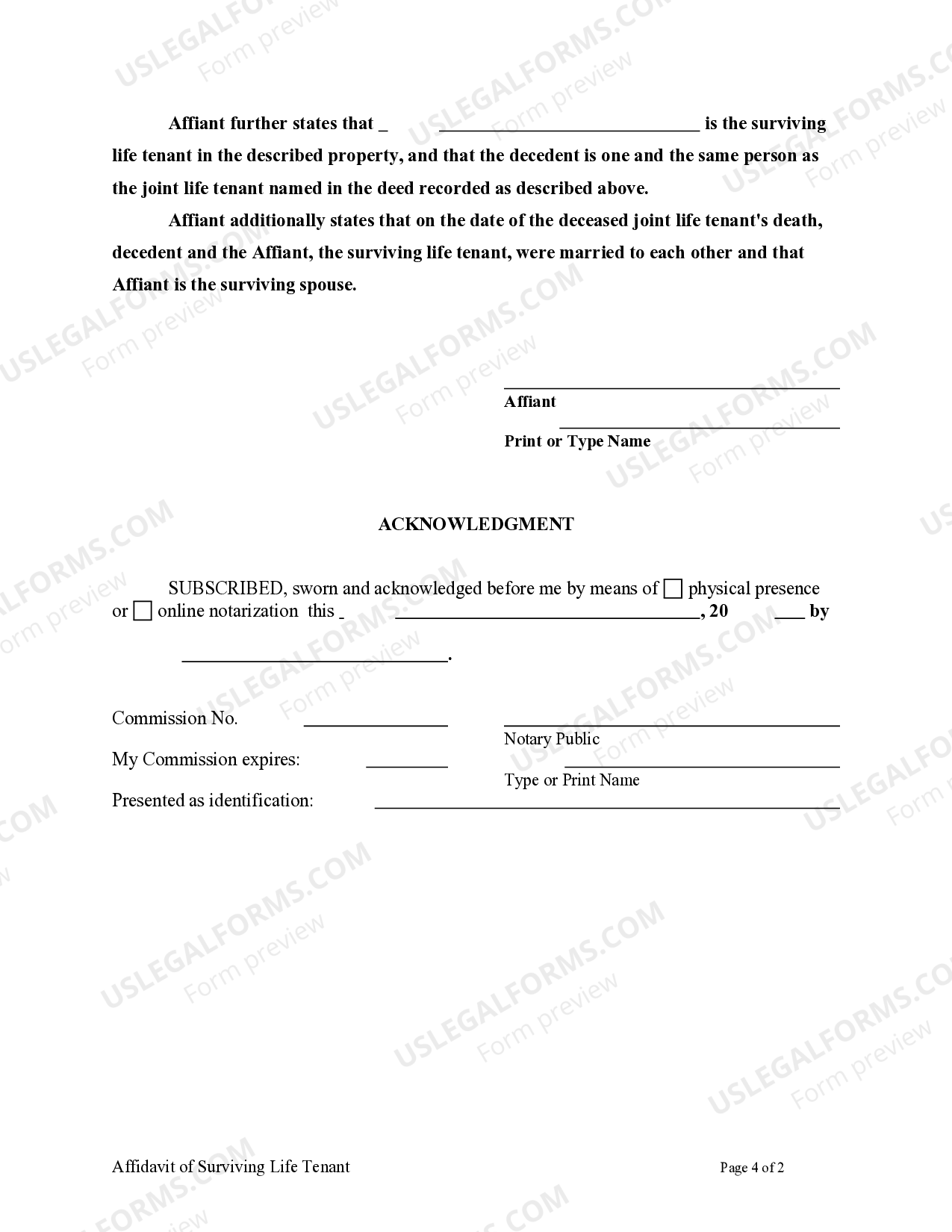 Life Tenant For | US Legal Forms