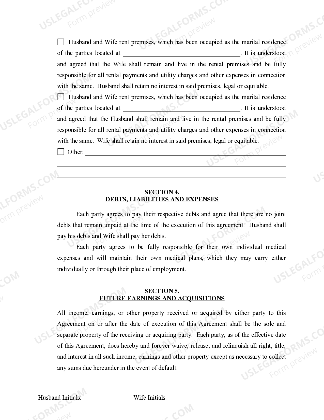 Florida Marital Legal Separation and Property Settlement Agreement ...