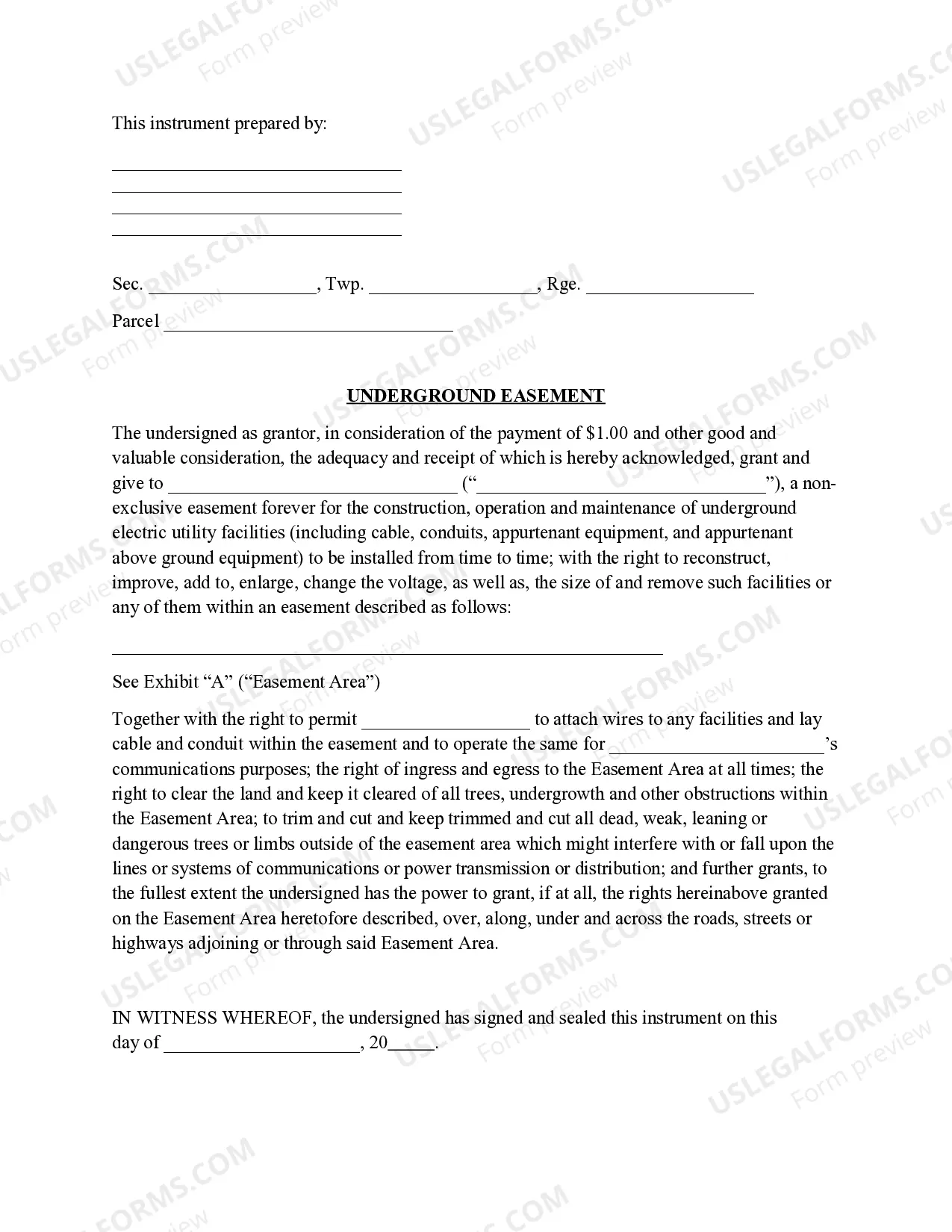 Florida Underground Easement | US Legal Forms