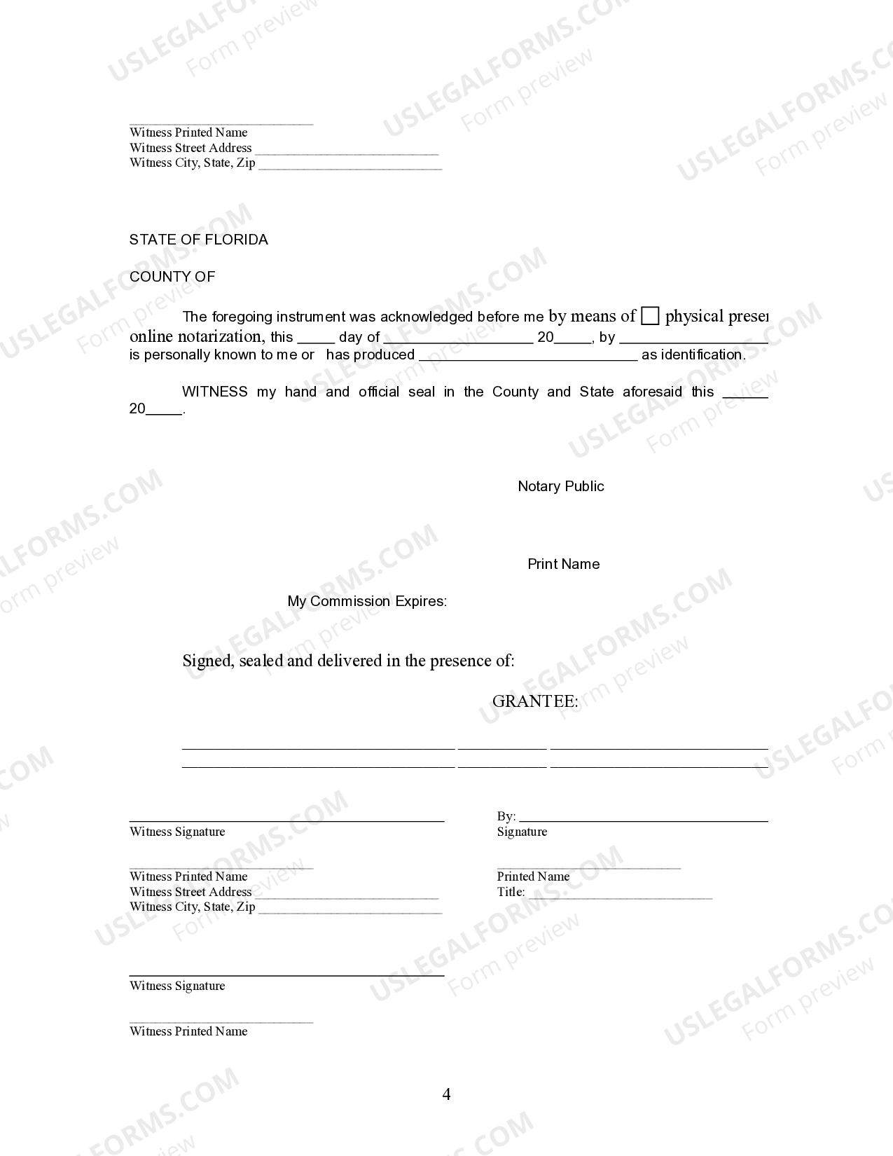 Florida Nonexclusive Temporary Easement Agreement For Construction of a Roadway - Temporary ...