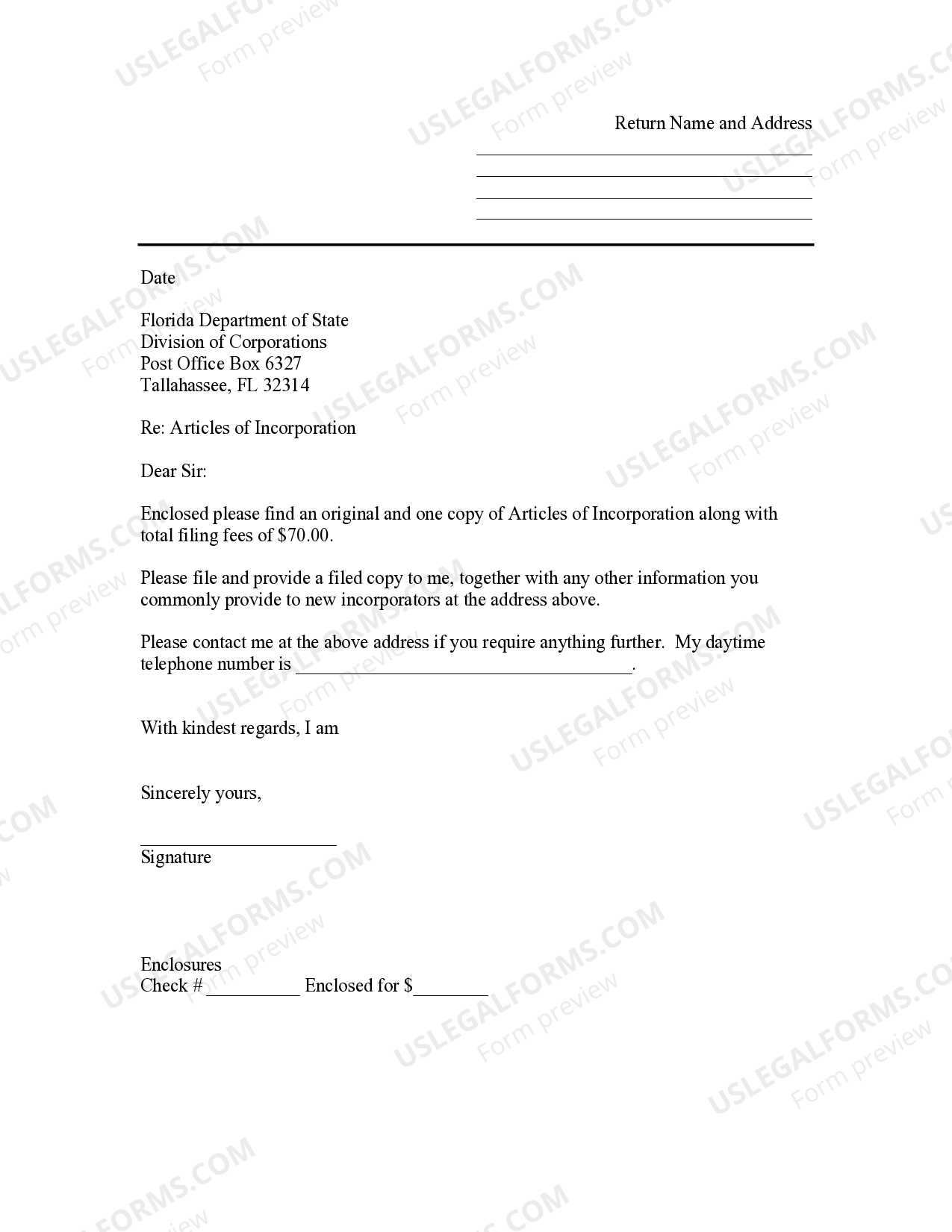 Sample Transmittal Letter to Secretary of State's Office to File ...