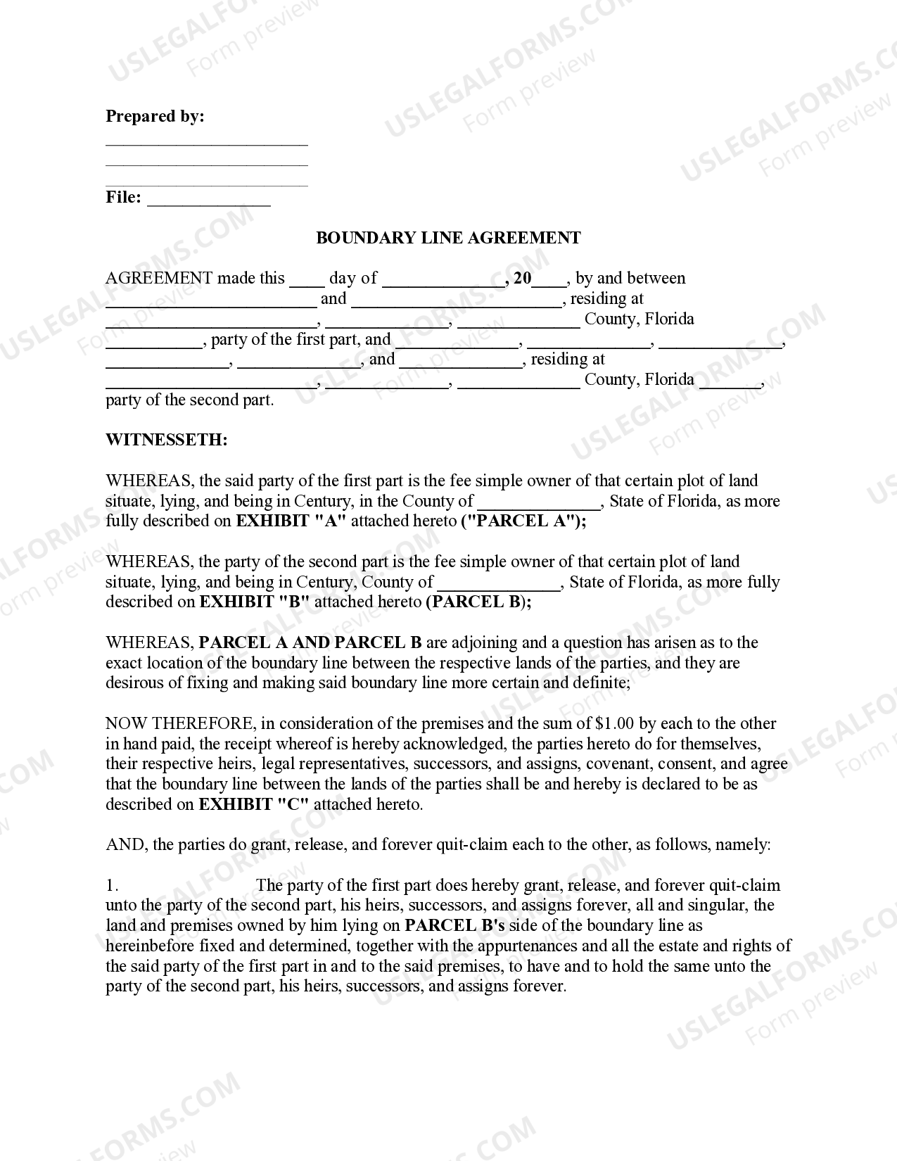 Miami-Dade Florida Boundary Line Agreement | US Legal Forms