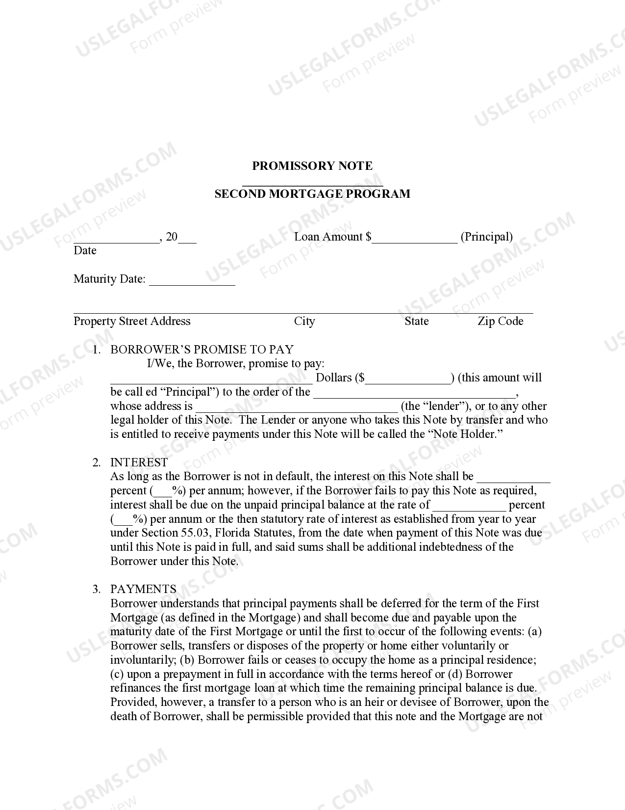 Florida Promissory Note | US Legal Forms