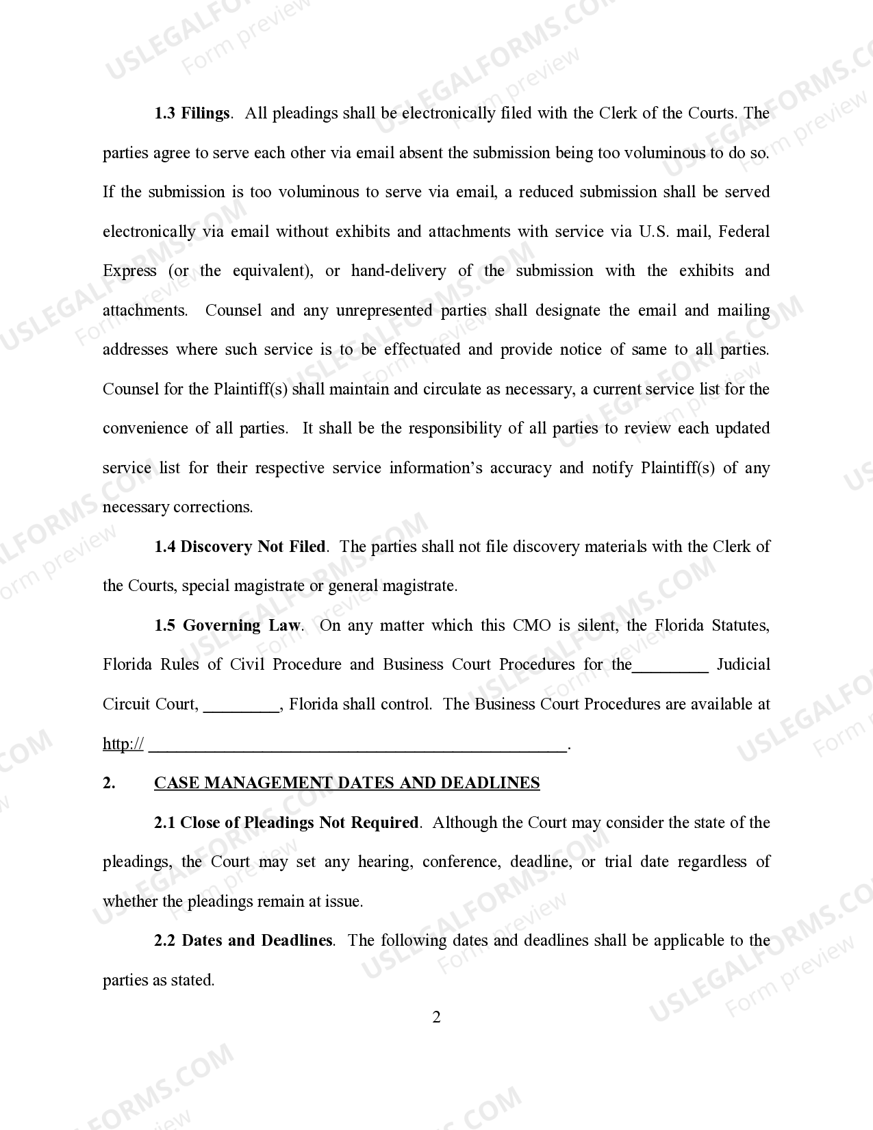 Florida Complex Construction Case Management Order | US Legal Forms