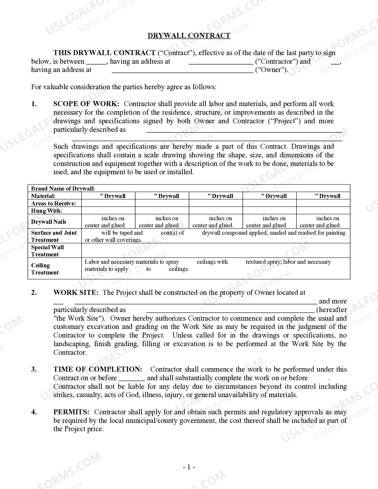 Georgia Sheetrock Drywall Contract for Contractor - Drywall Contracts ...
