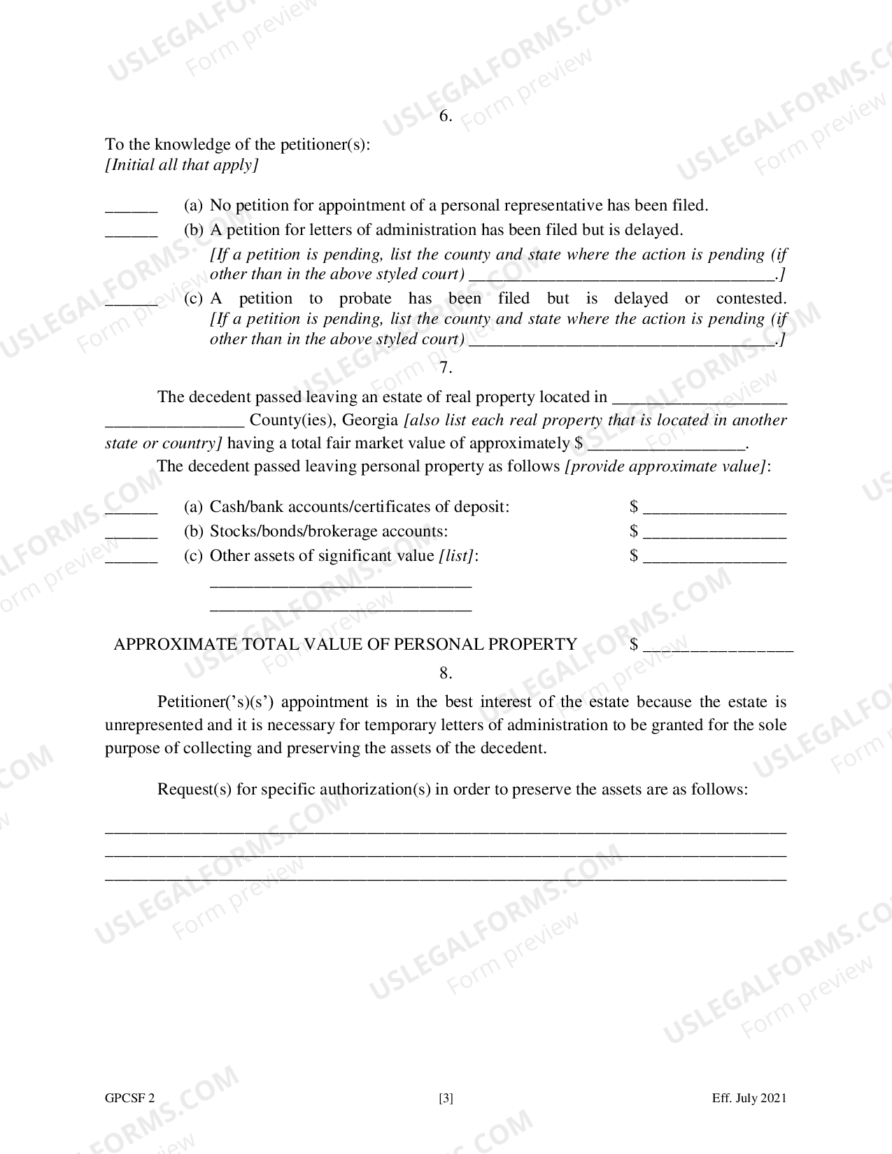 Georgia Petition for Temporary Letters of Administration - Temporary Letters Of Administration ...