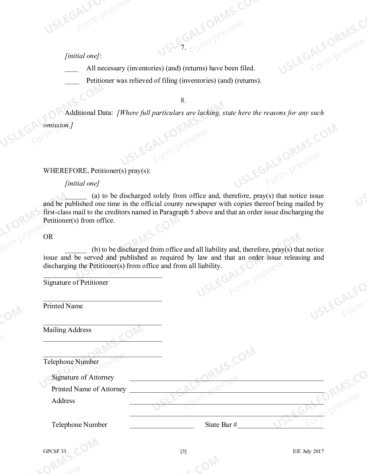 Georgia Petition for Discharge - Petition For Discharge Of Personal Representative | US Legal Forms