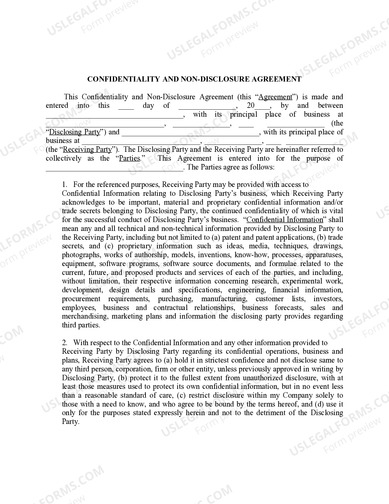 Georgia Confidentiality and Non-Disclosure Agreement for a ...