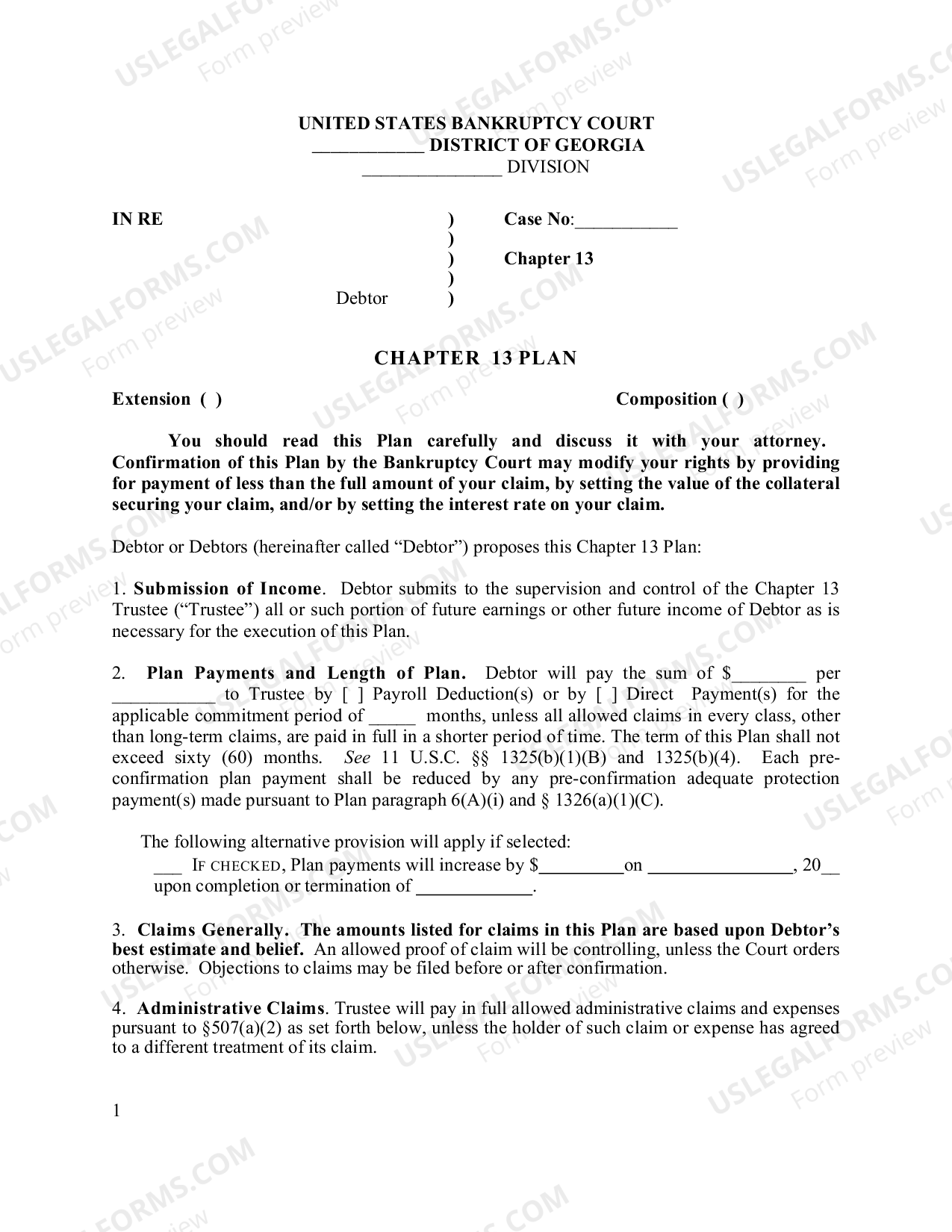 Georgia Chapter 13 Plan | US Legal Forms