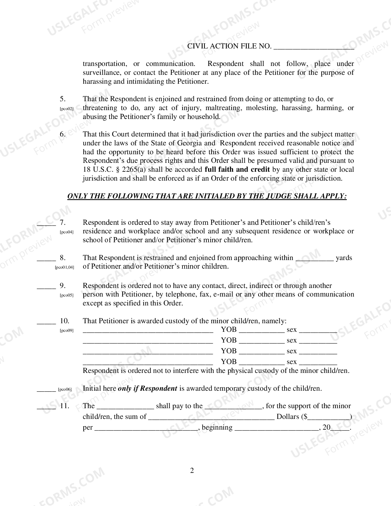 Georgia Permanent Family Violence Protective Order - Family Violence ...