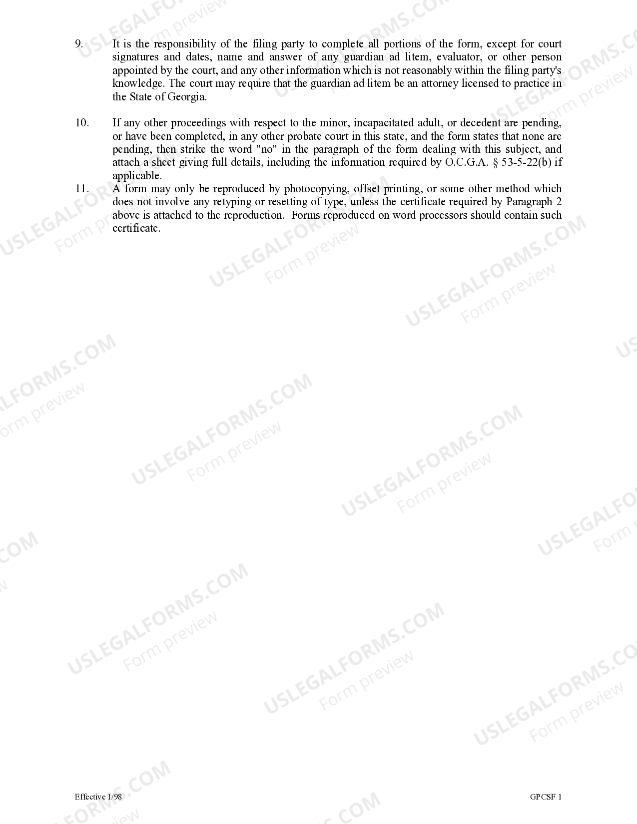 General Instructions Applicable to All Georgia Probate Court Standard ...