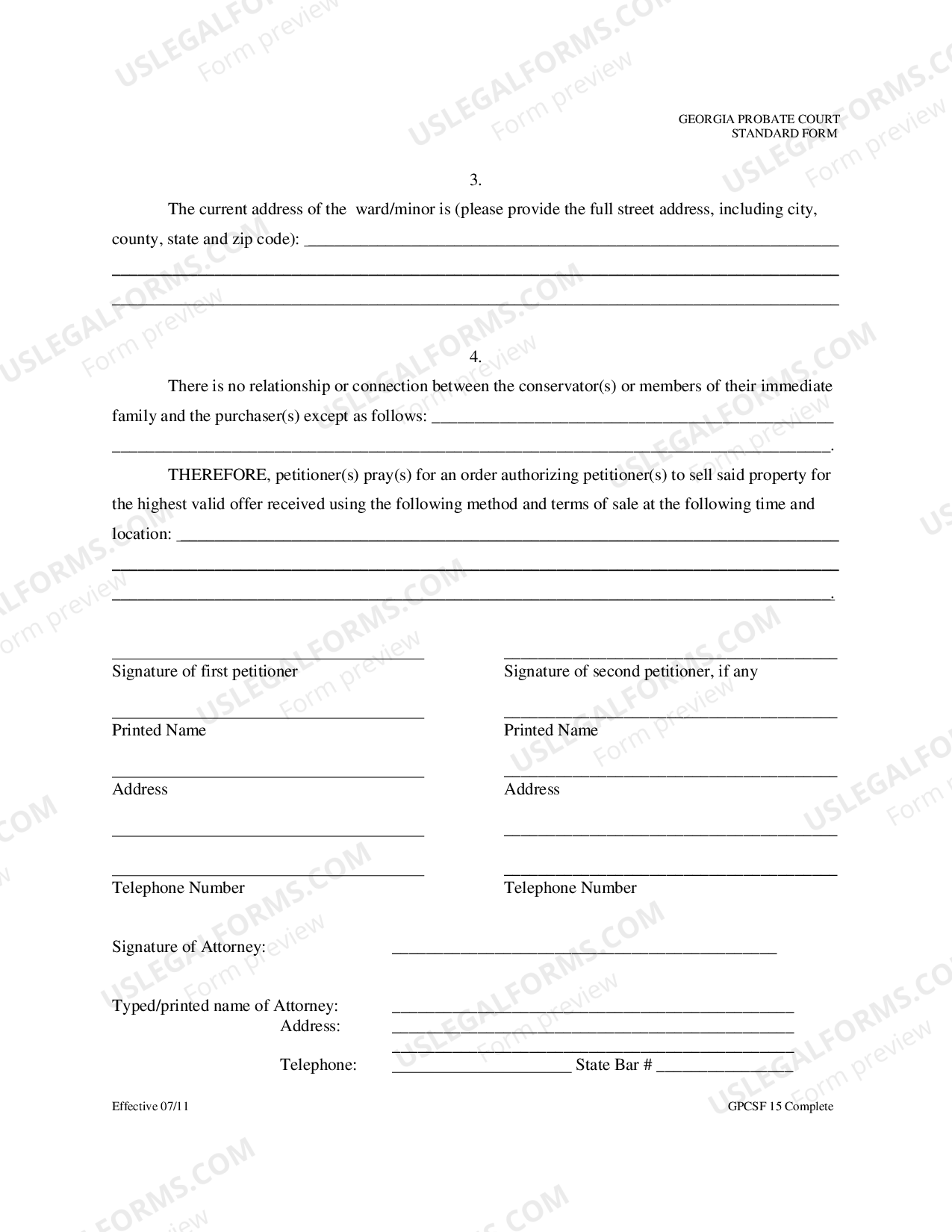 Georgia Petition for Leave to Sell Perishable Property | US Legal Forms