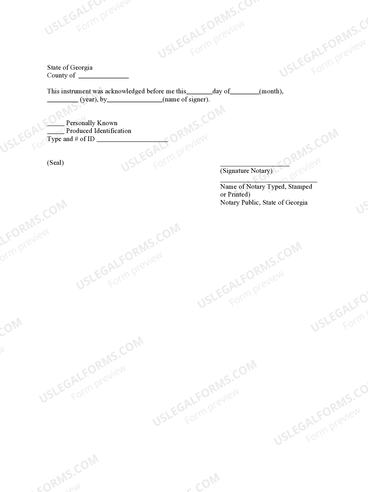 Georgia Acknowledgment for Individuals | US Legal Forms