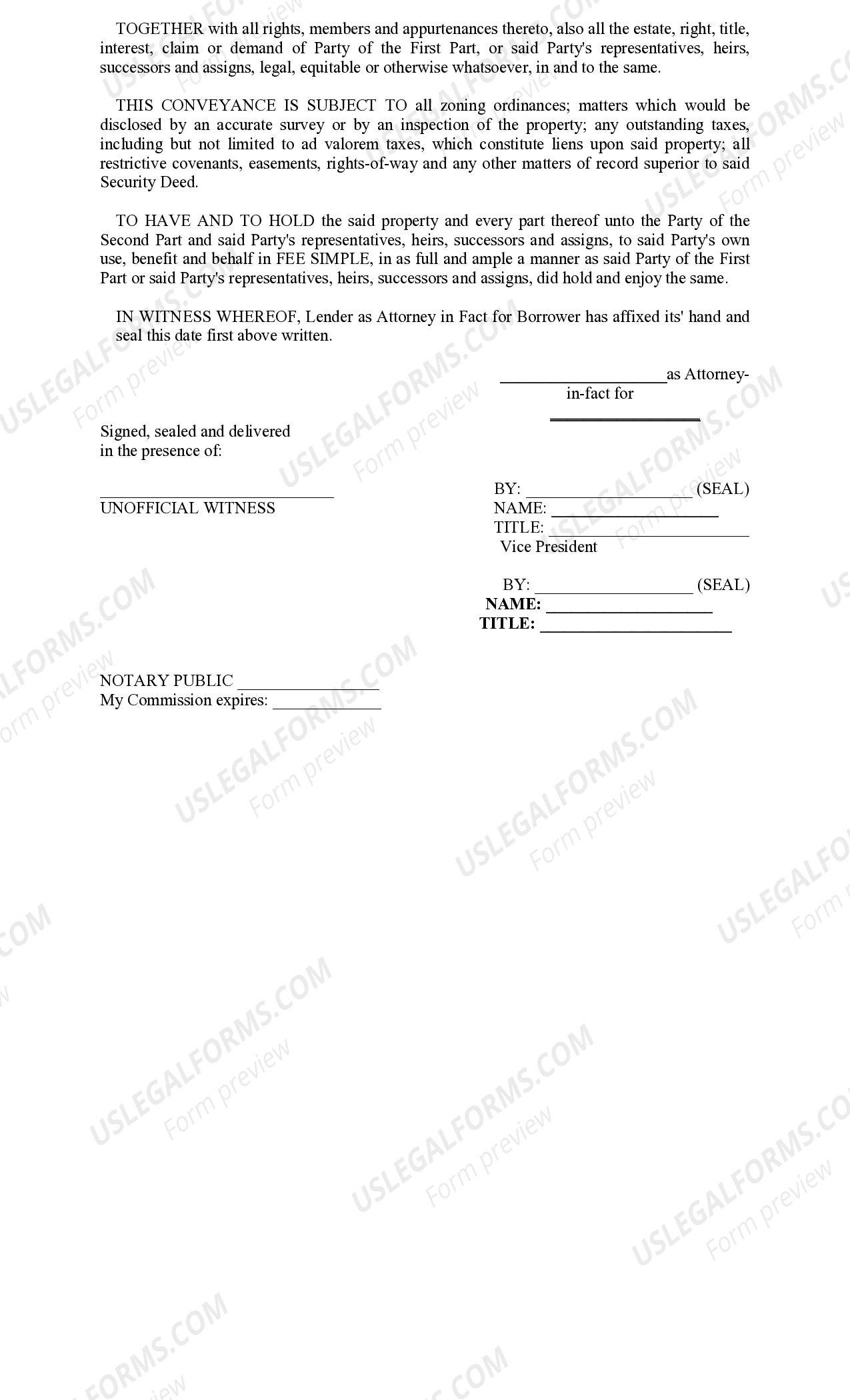 Georgia Deed Under Power - Deed Under Power | US Legal Forms