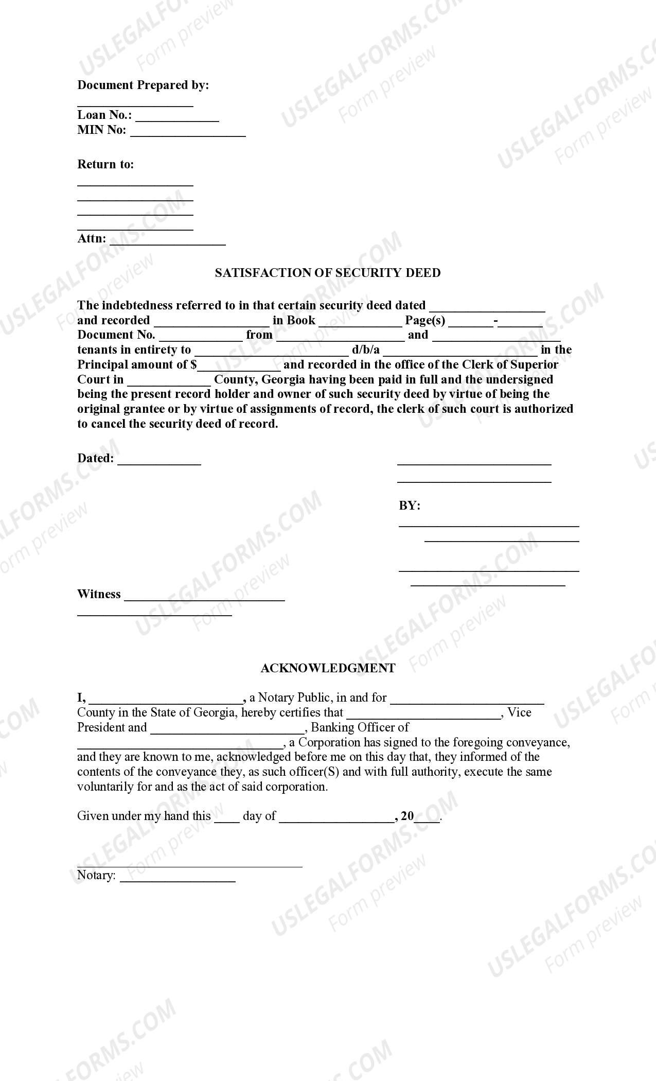 Fulton Georgia Satisfaction of Security Deed - Satisfaction Of Security ...