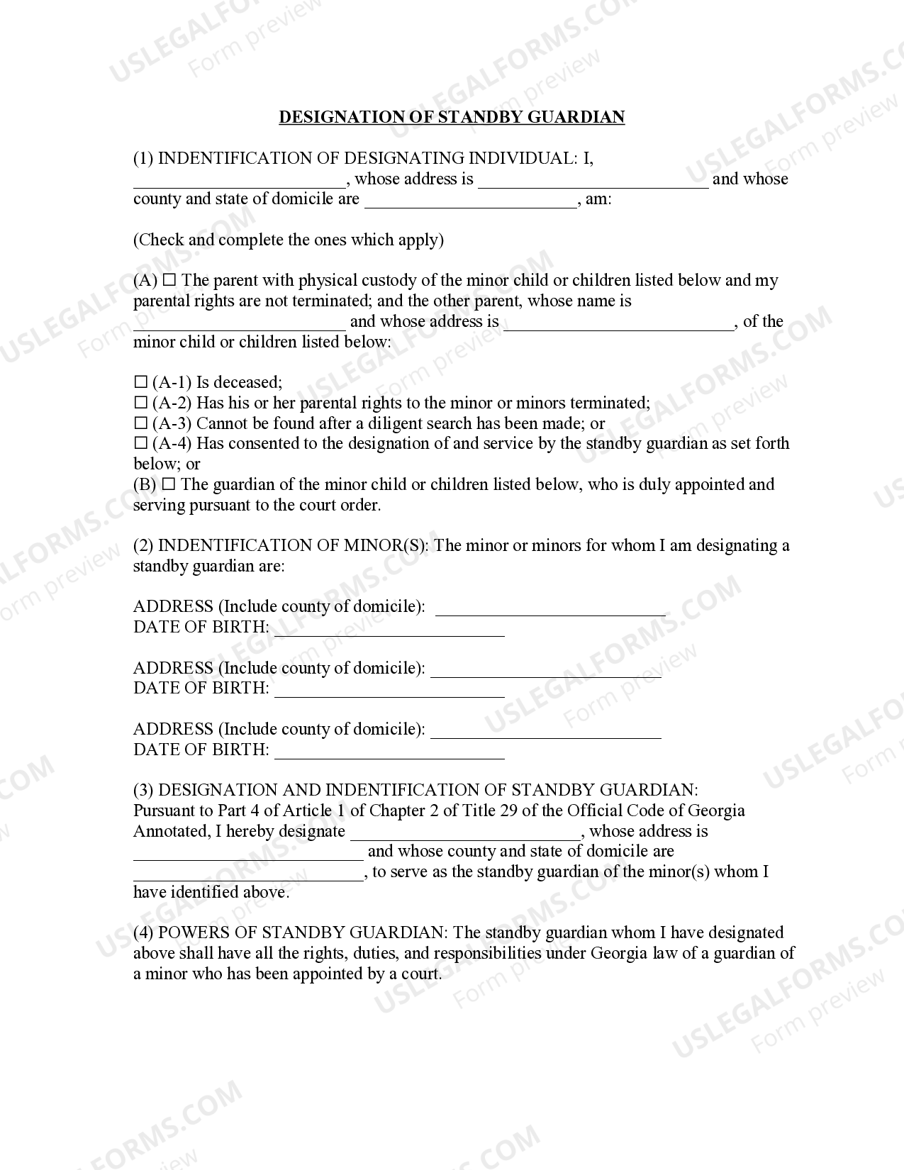 Designation Standby Guardian Withdrawal | US Legal Forms