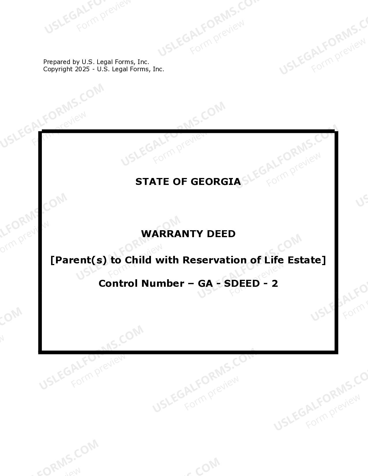 Georgia Warranty Deed for Parents to Child with Reservation of Life ...
