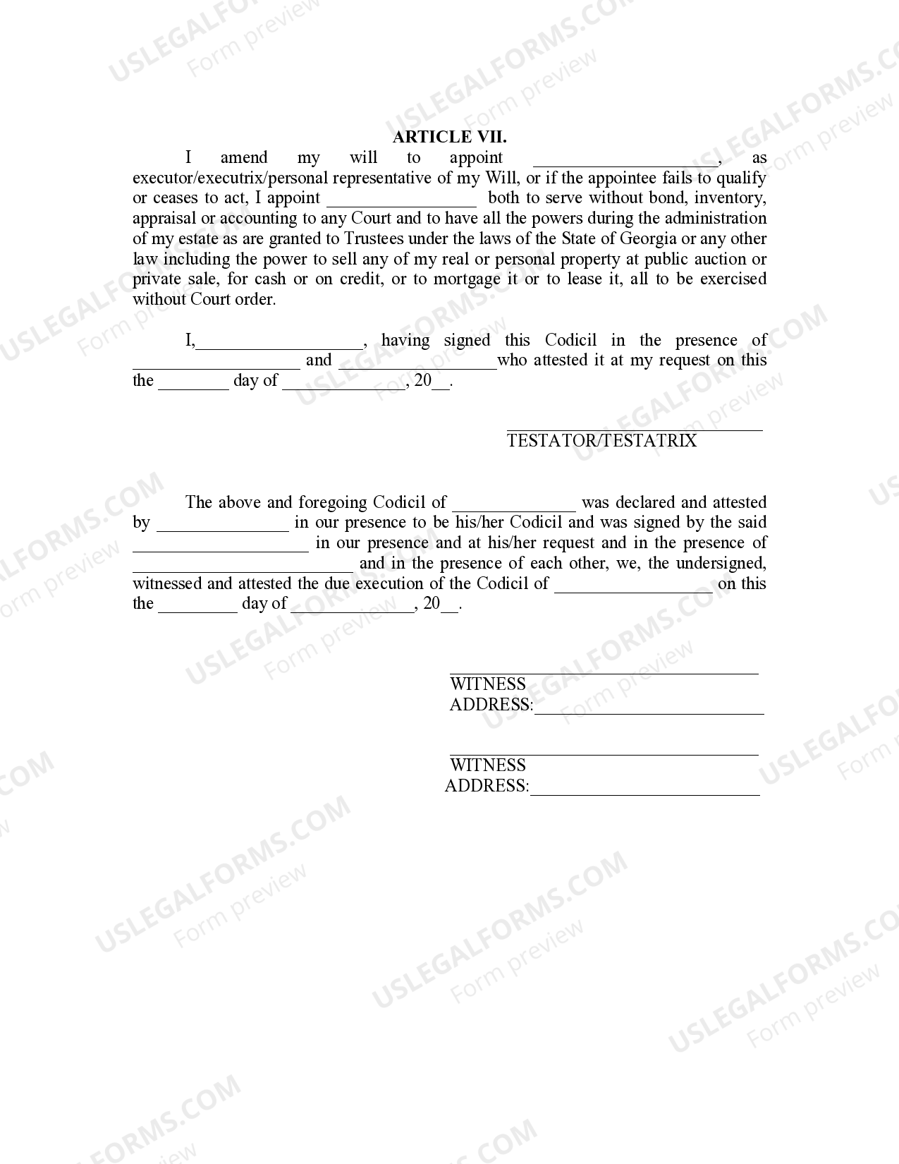 Georgia Codicil To Will Form For Amending Your Will Codicil To Will Georgia Codicil To Will Form For Amending Your Will Codicil To Will