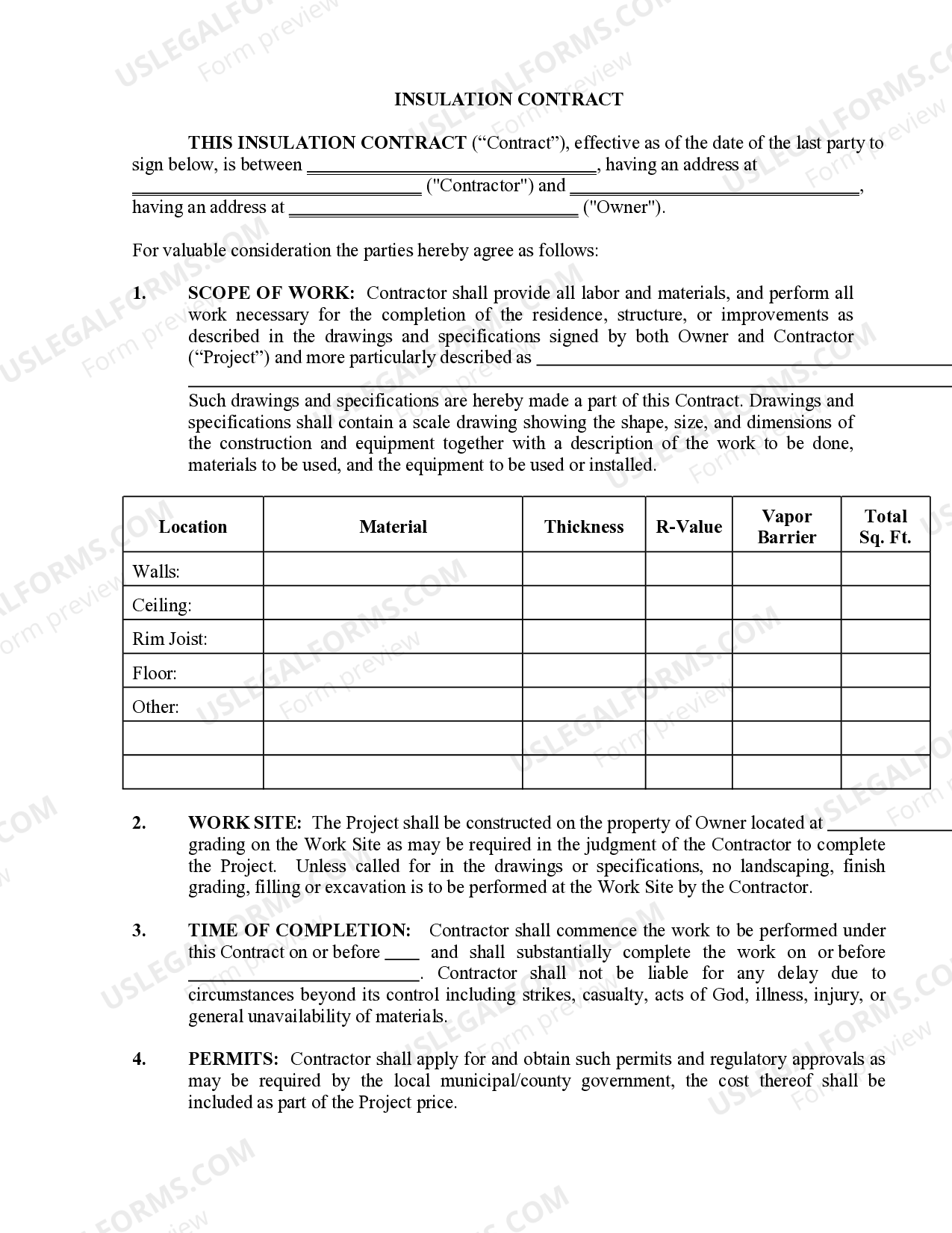 Hawaii Insulation Contract for Contractor | US Legal Forms