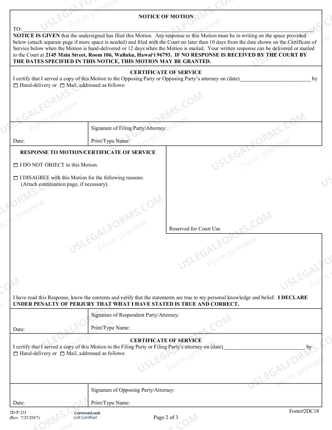 Hawaii Motion for Default Judgment - Non-Hearing - Default | US Legal Forms