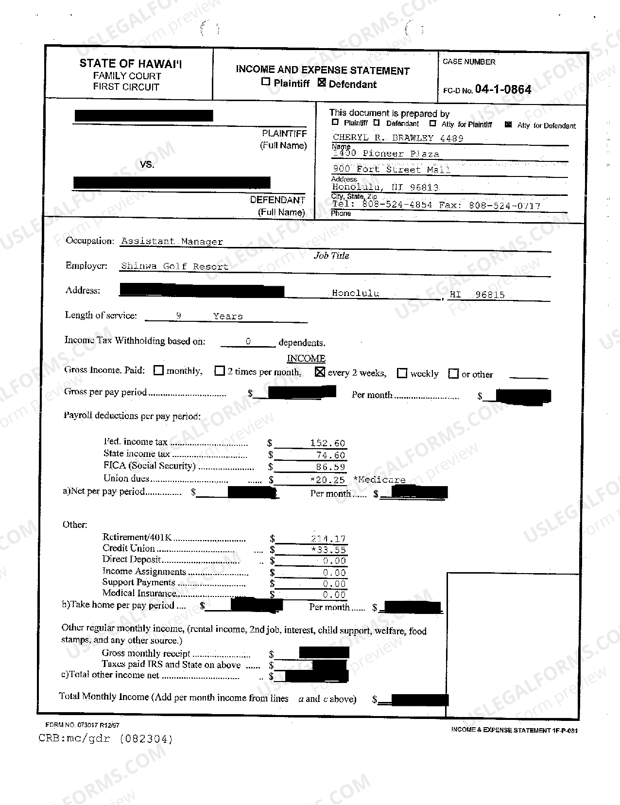 Hawaii Responsive Position Statement of Defendant Cross-Defendant ...