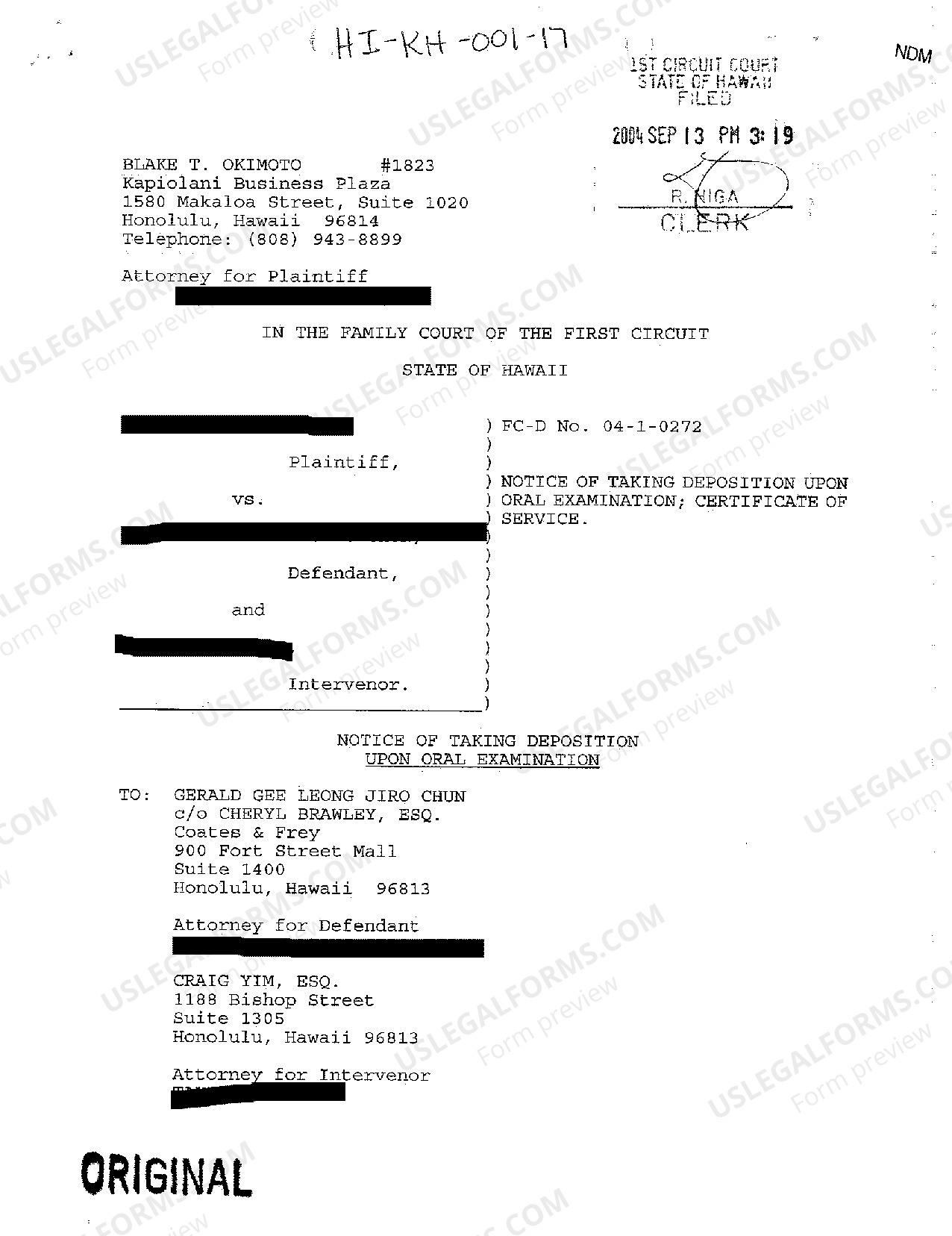 Hawaii Notice Of Deposition With Interpreter Sample | US Legal Forms